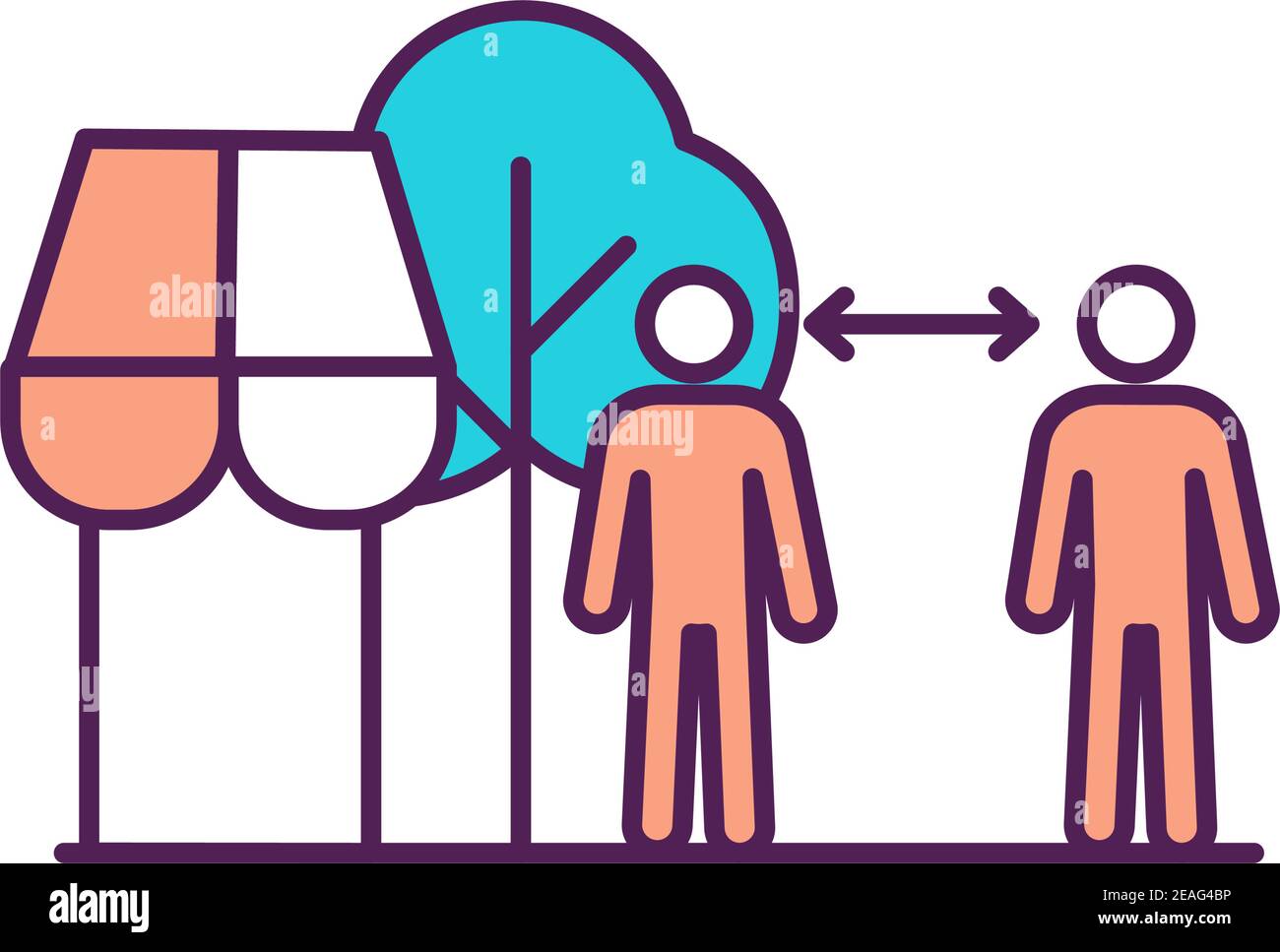 Social distancing outside shop RGB color icon Stock Vector Image & Art ...