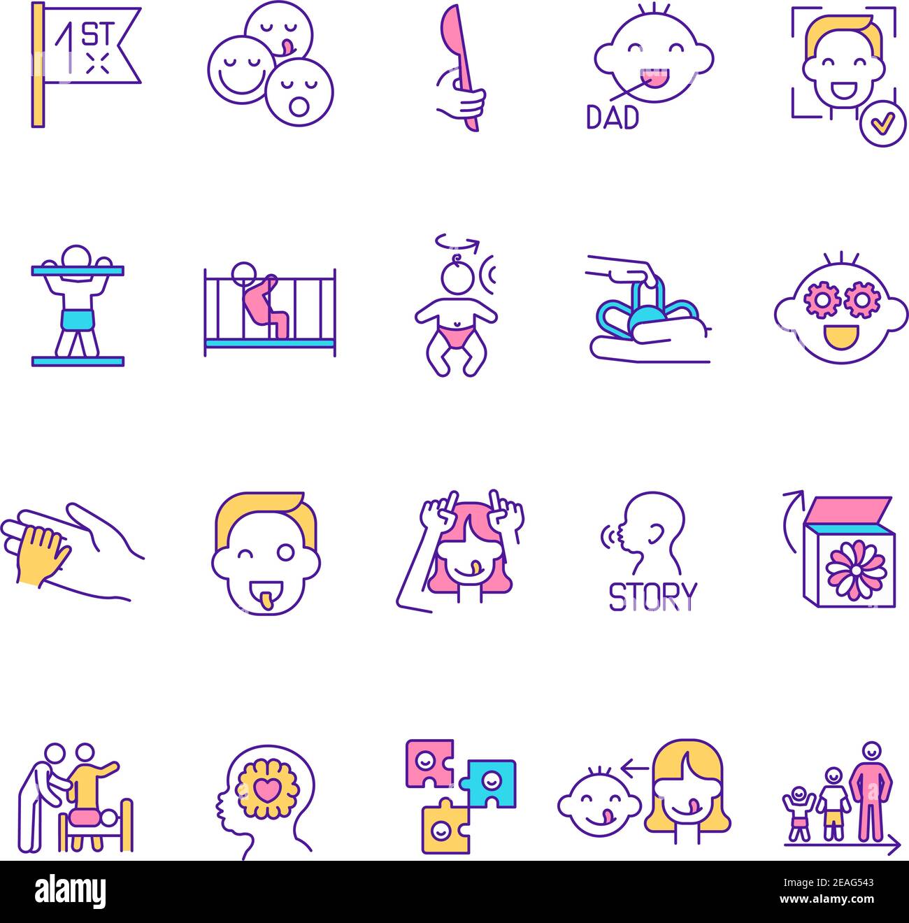 Early childhood development RGB color icons set Stock Vector Image ...