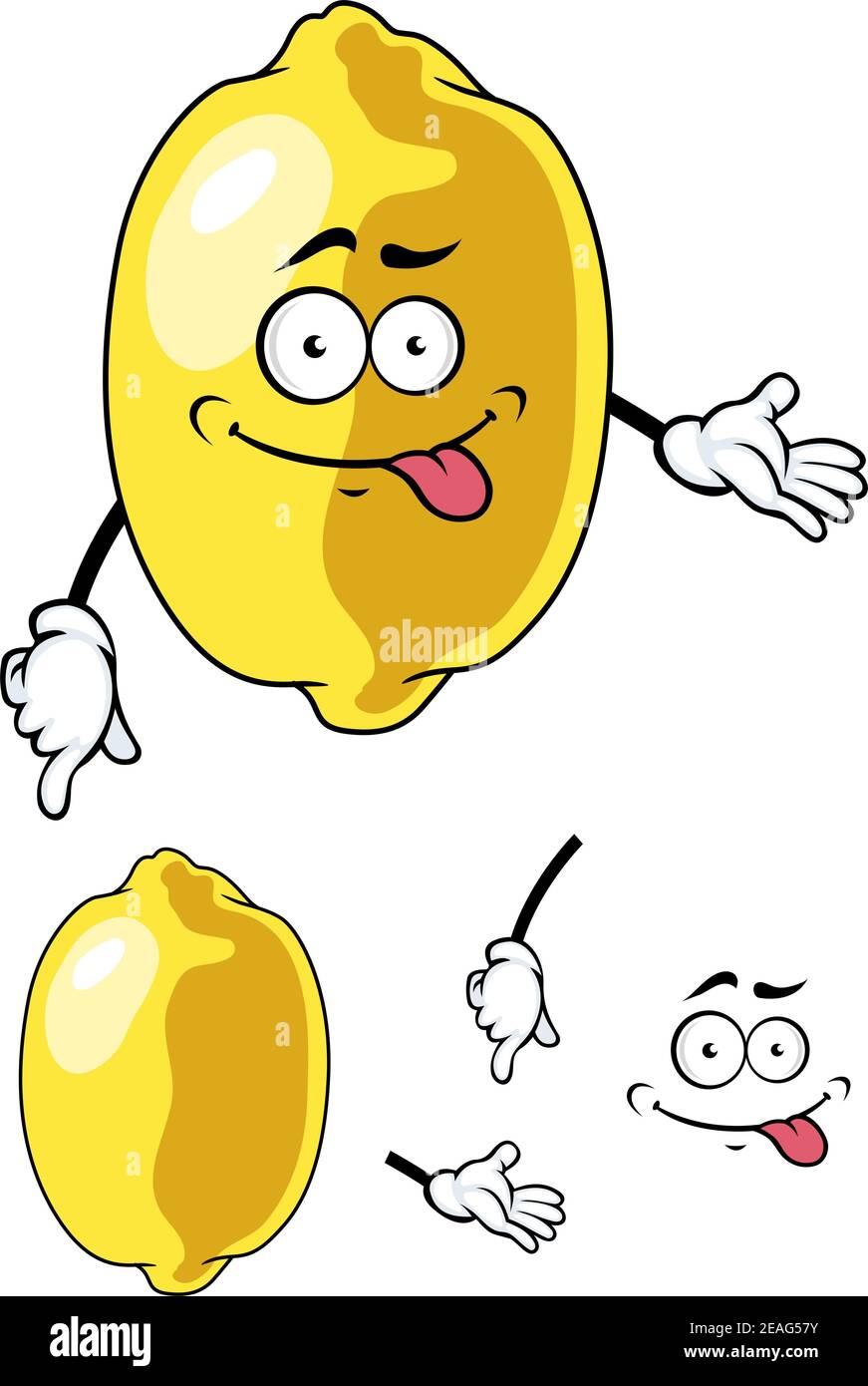 Cartoon yellow lemon smiling happy Stock Vector Images - Alamy