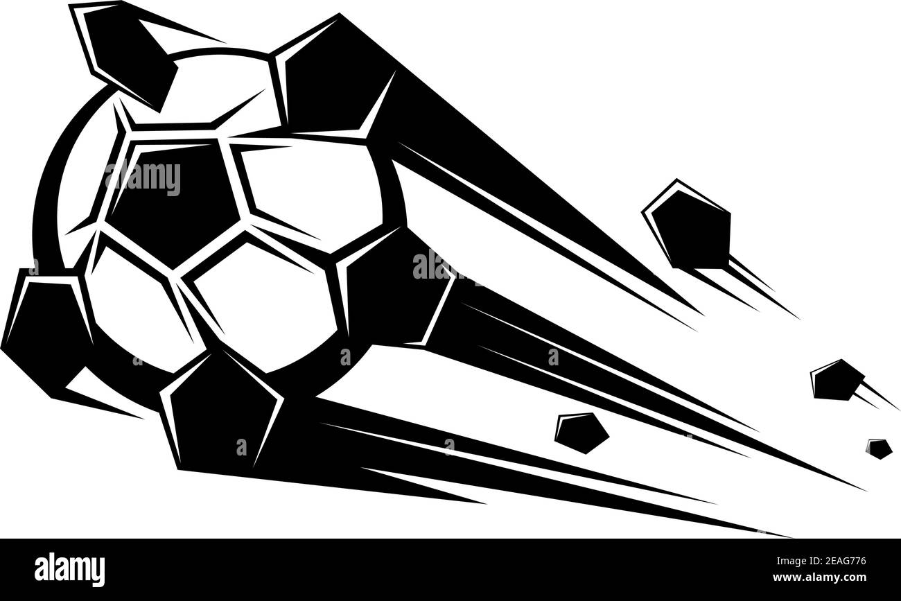 Black and white doodle sketch of a speeding soccer ball loosing its ...