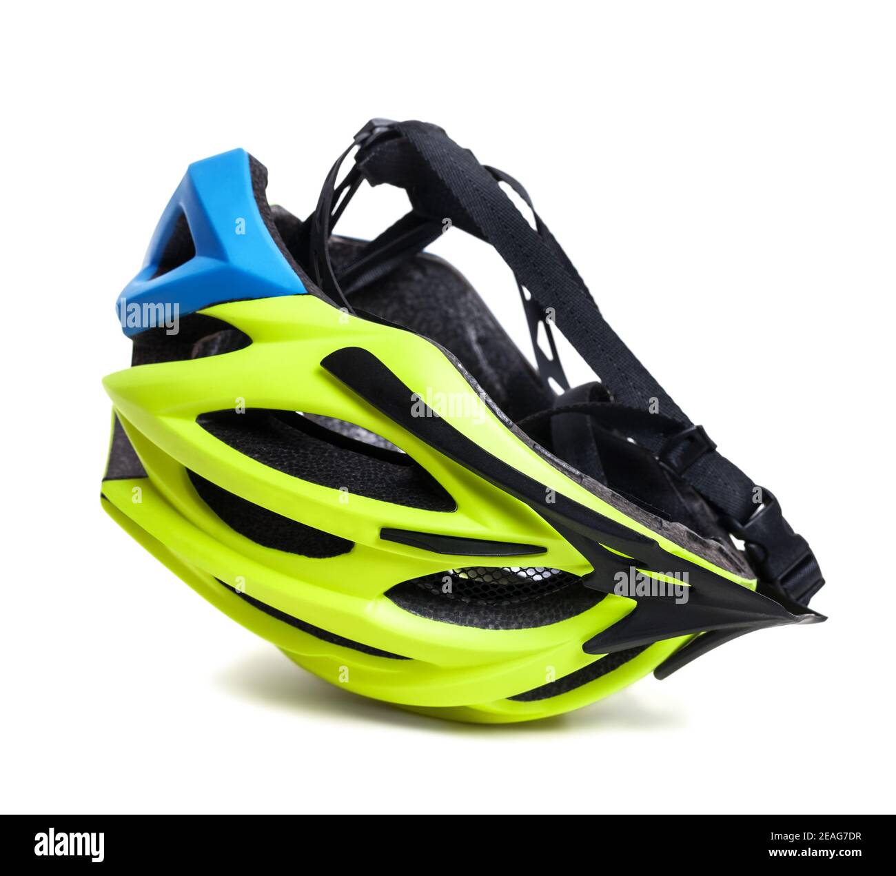 Multicolor bicycle helmet upside down. Isolated on white background ...