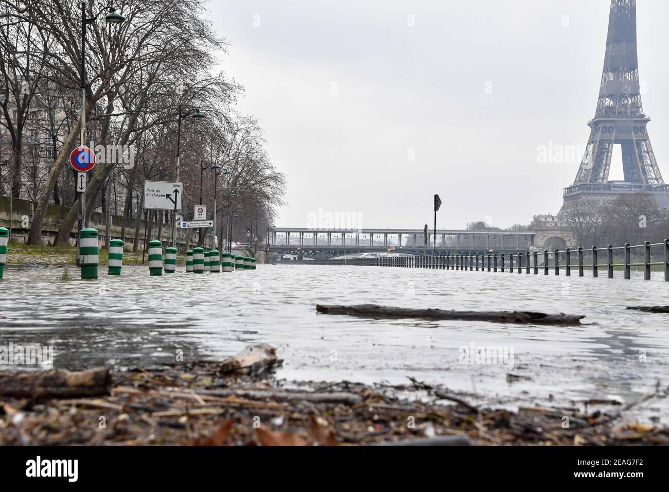The banks of the Seine River are seen flooded after heavy rainfall in ...