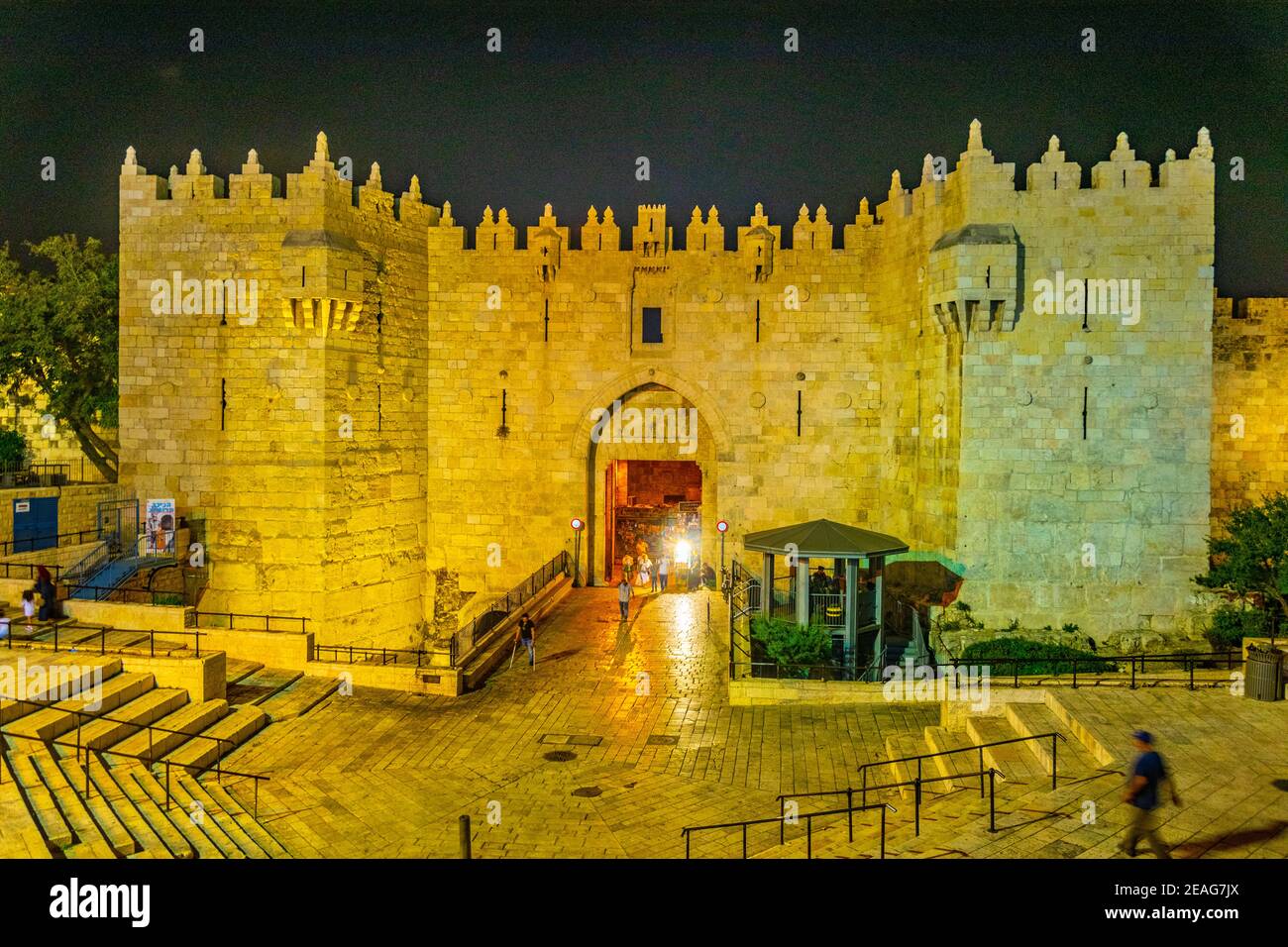 Night view of Damascus gate in Jerusalem, Israel Stock Photo - Alamy