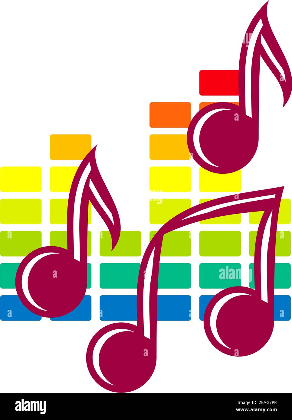Colourful festival or party icon with music notes over a background ...