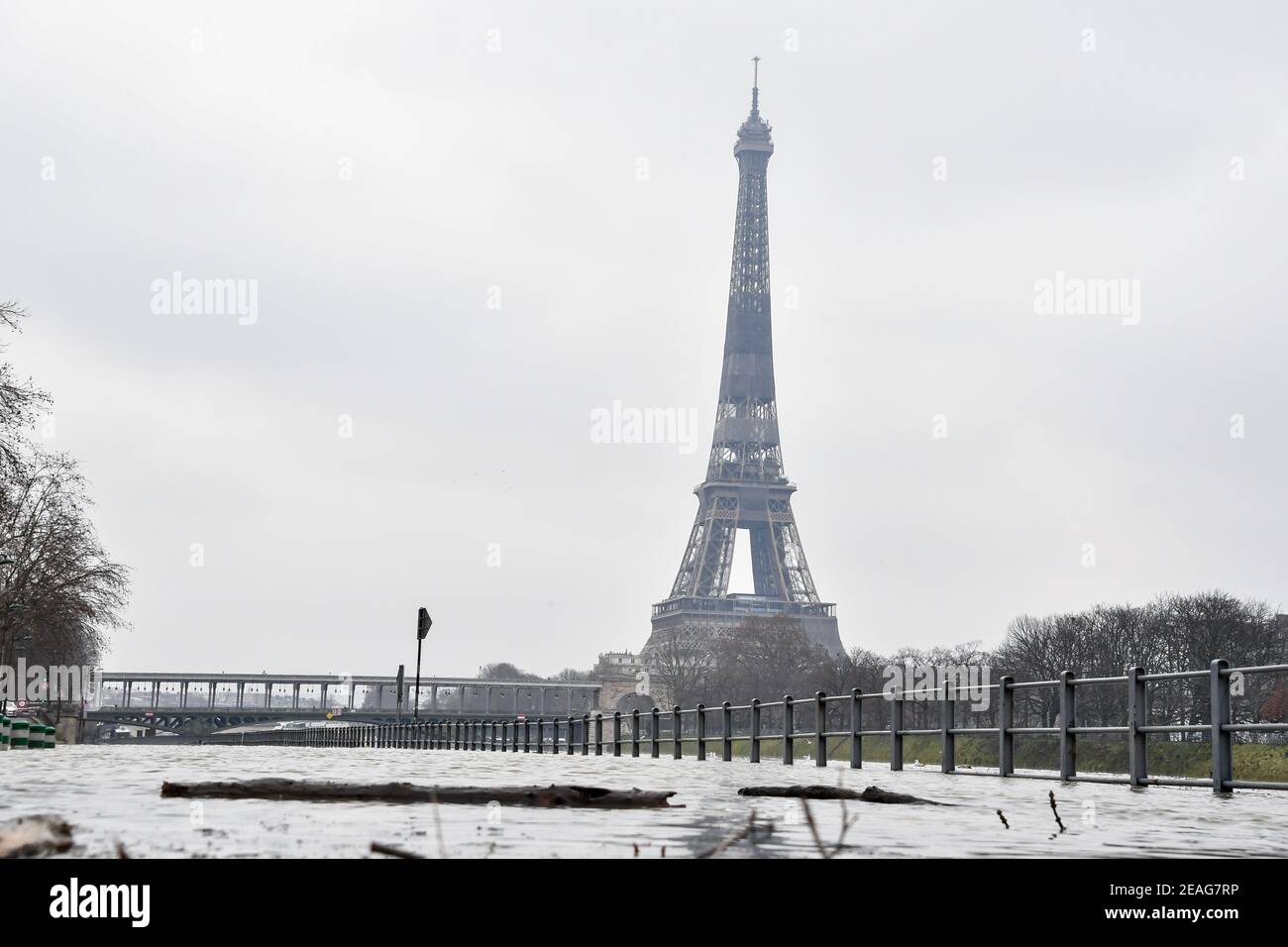 The banks of the Seine River are seen flooded after heavy rainfall in ...