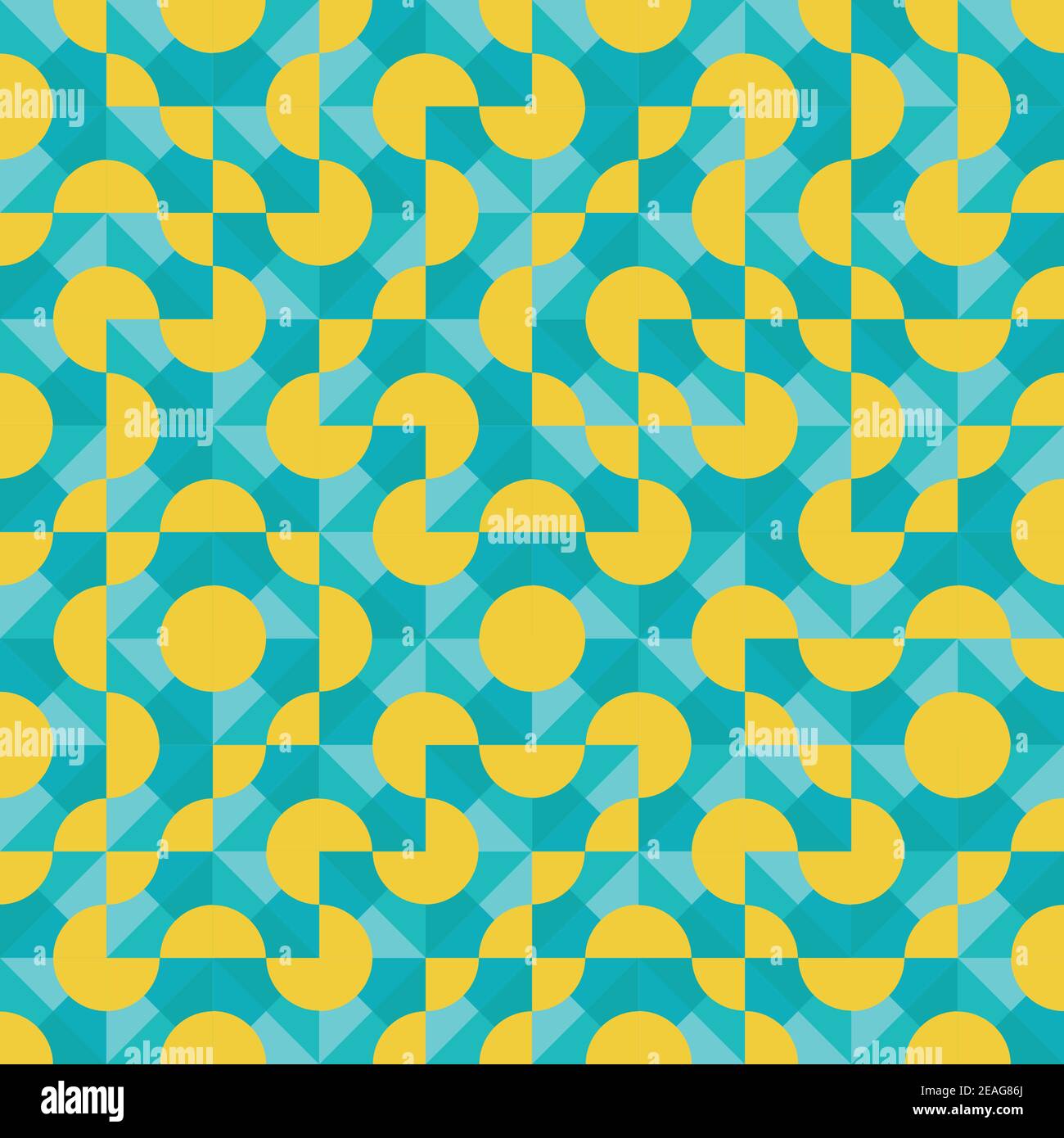 Vector truchet geometric seamless pattern background. Blue yellow ...