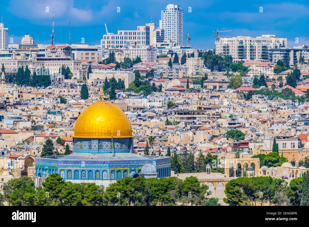 Dome of the Rock viewed from the mount of olives, Israel Stock Photo ...