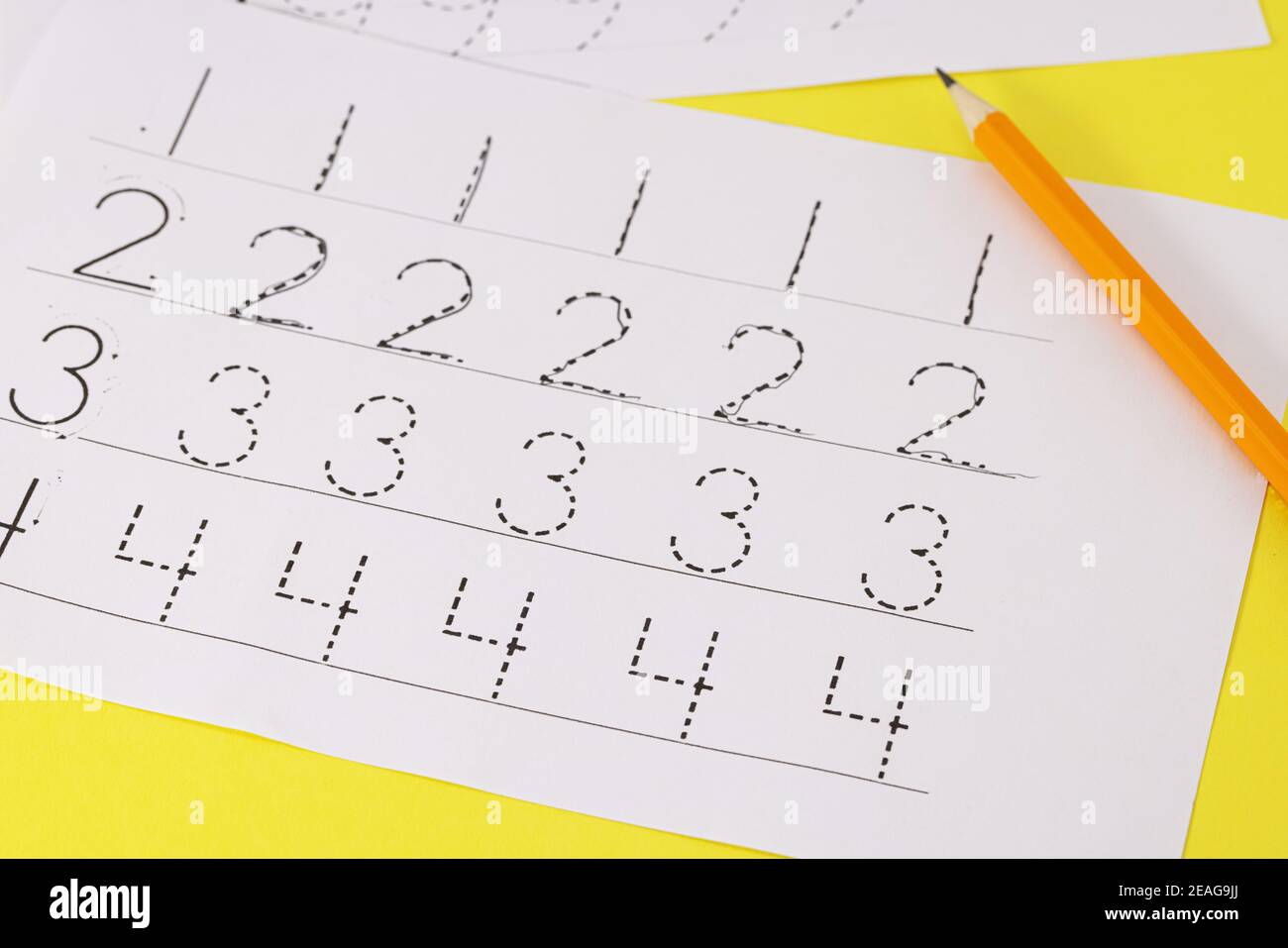 learning to write numbers. Handwriting Practice for Children Stock ...