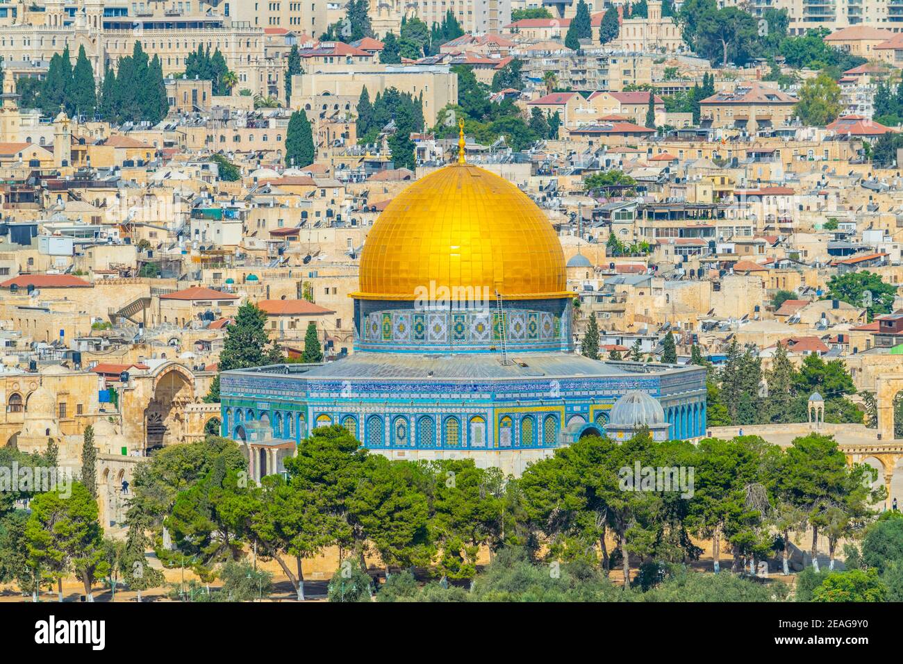 Dome of the Rock viewed from the mount of olives, Israel Stock Photo ...