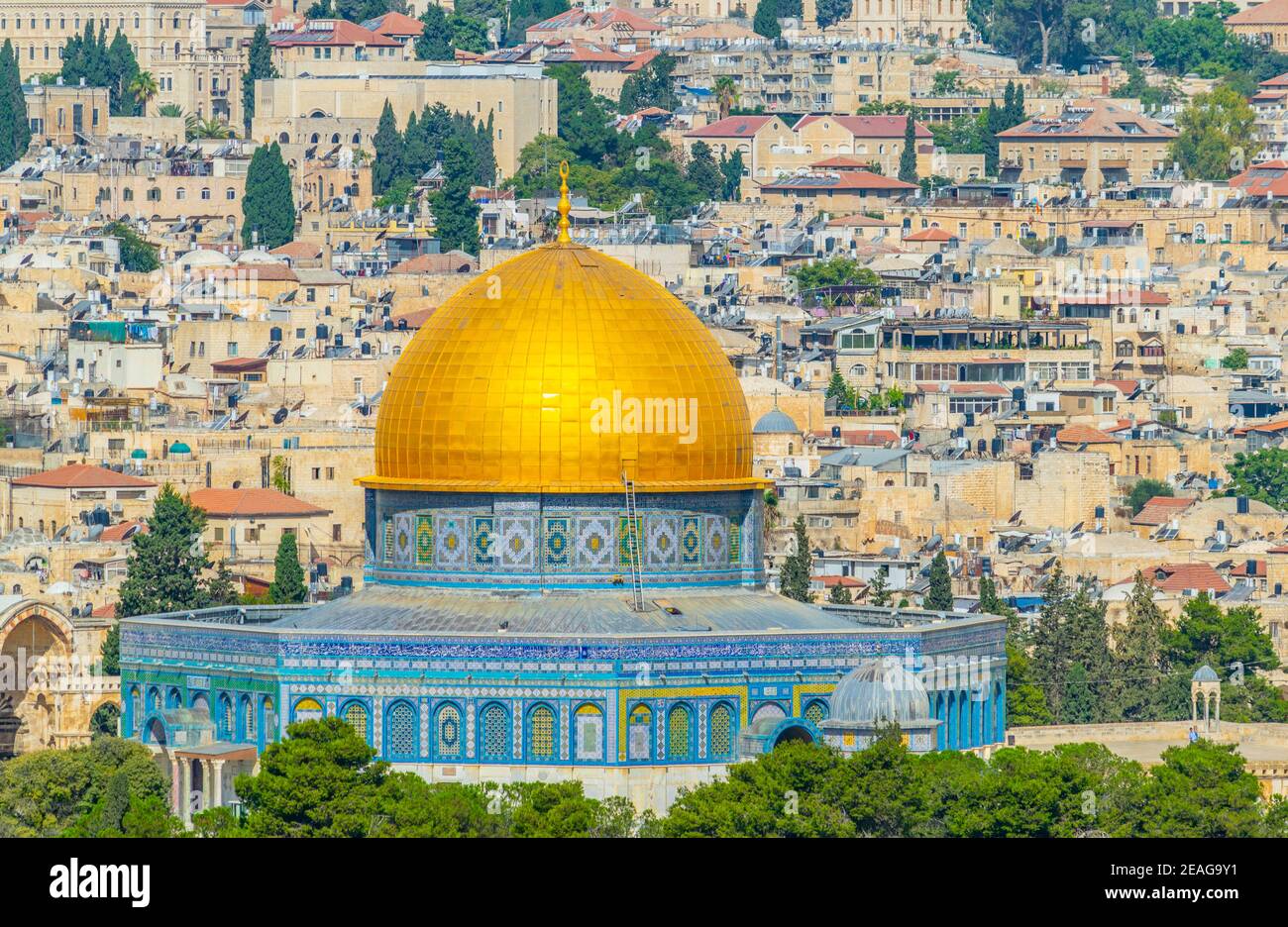 Dome of the Rock viewed from the mount of olives, Israel Stock Photo ...