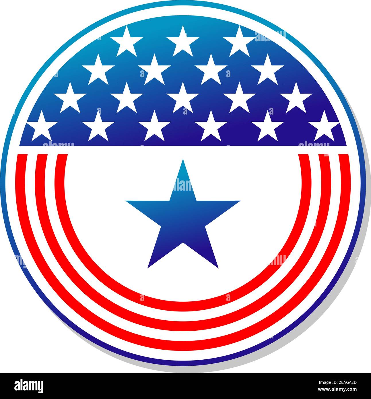 Patriotic American stars and stripes button in blue and white depicting ...