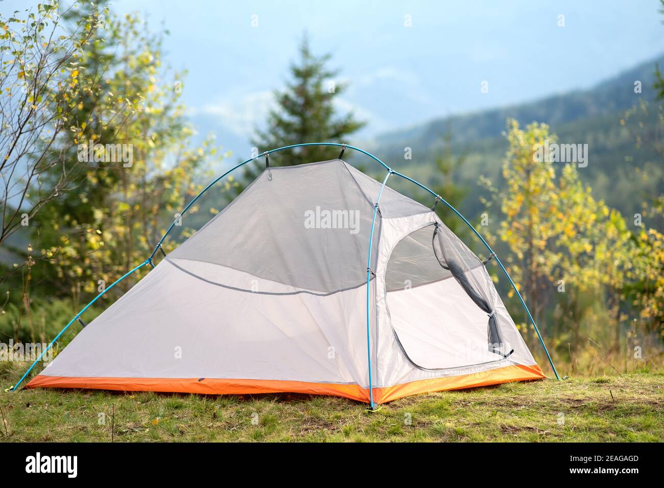 Empty camping tent standing hi-res stock photography and images - Alamy
