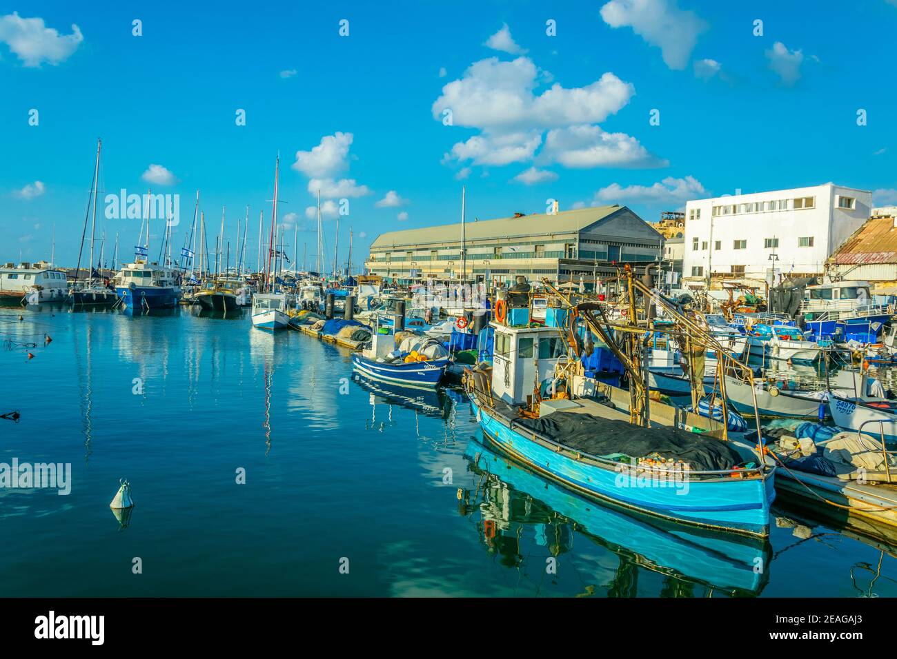 Fishing boats mooring in jaffa hi-res stock photography and images - Alamy