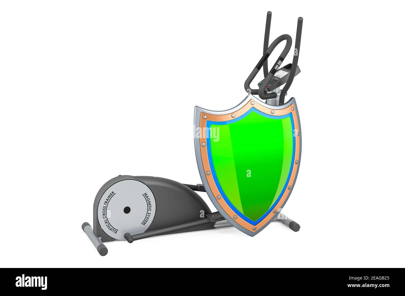 Elliptical trainer with shield, 3D rendering isolated on white ...