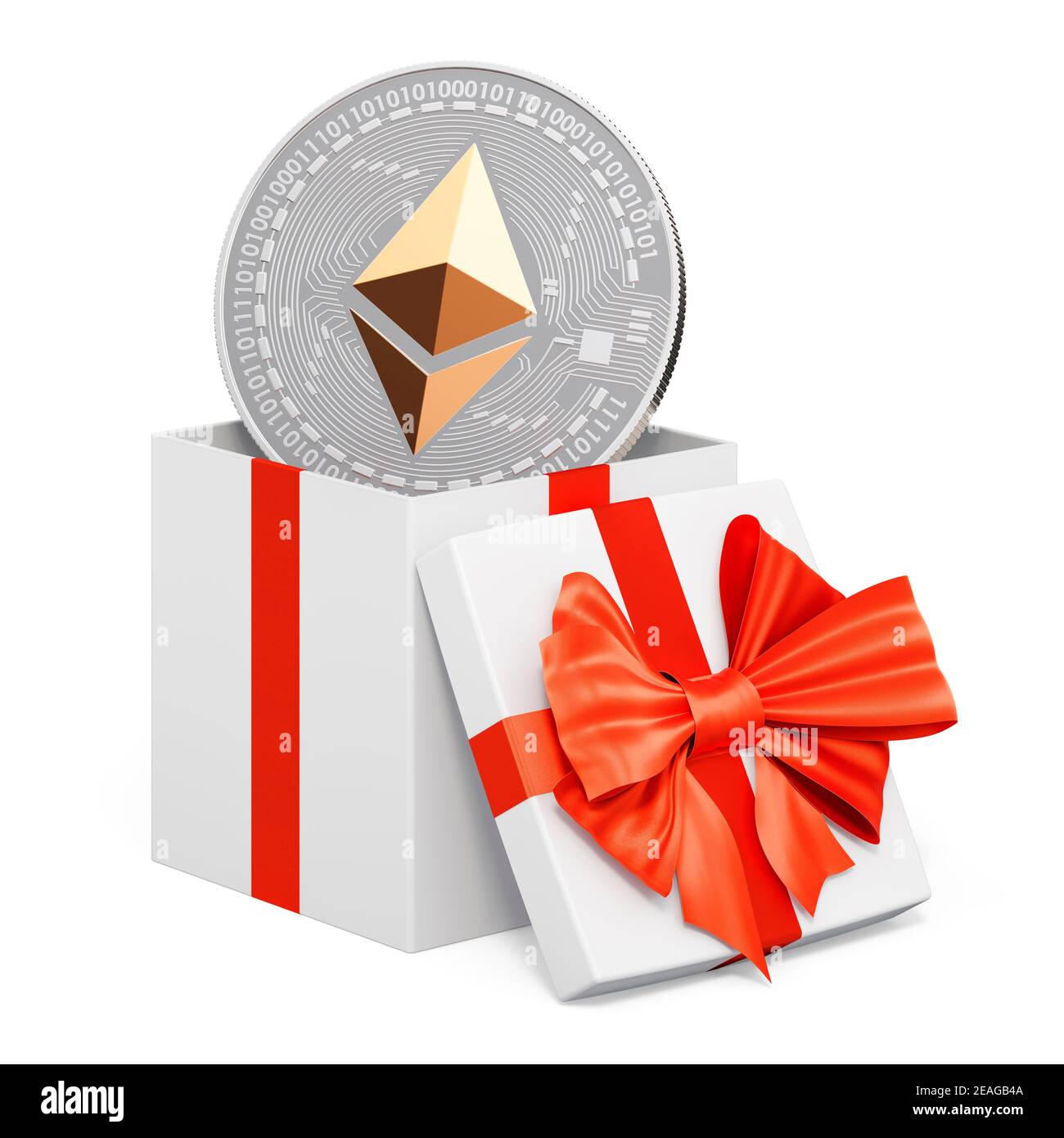 Gift box with ethereum, 3D rendering isolated on white background Stock ...