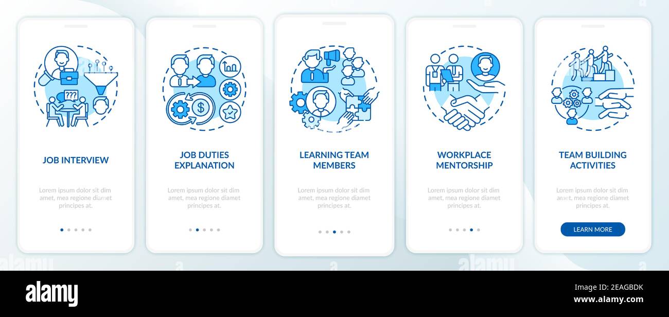 Job interview, duties explanation onboarding mobile app page screen ...