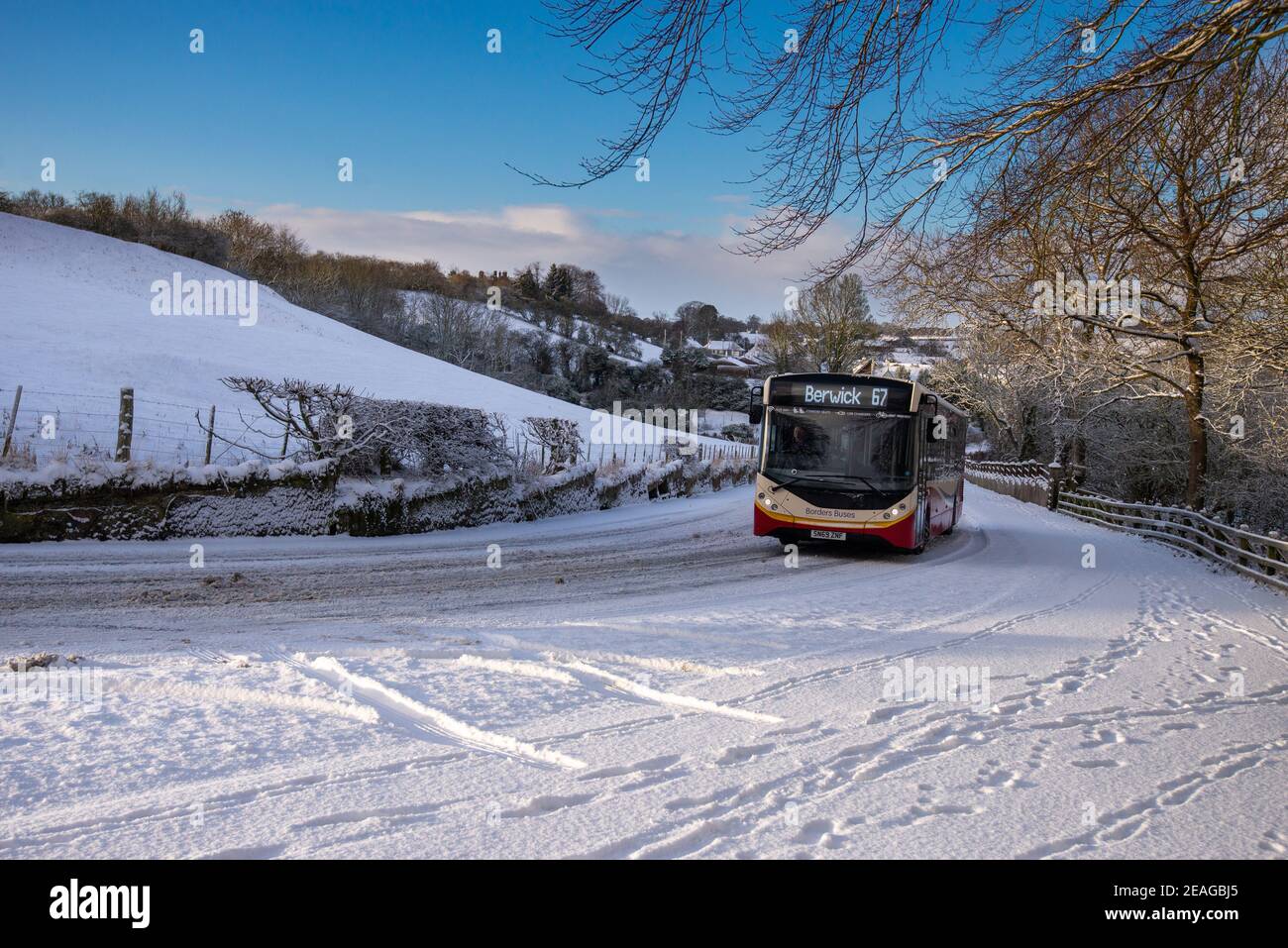 Rural bus service in north Northumberland, Borders Buses operating a ...