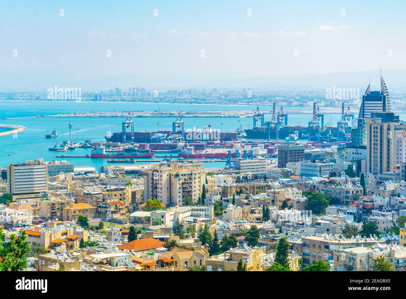 Aerial view of port of Haifa, Israel Stock Photo - Alamy