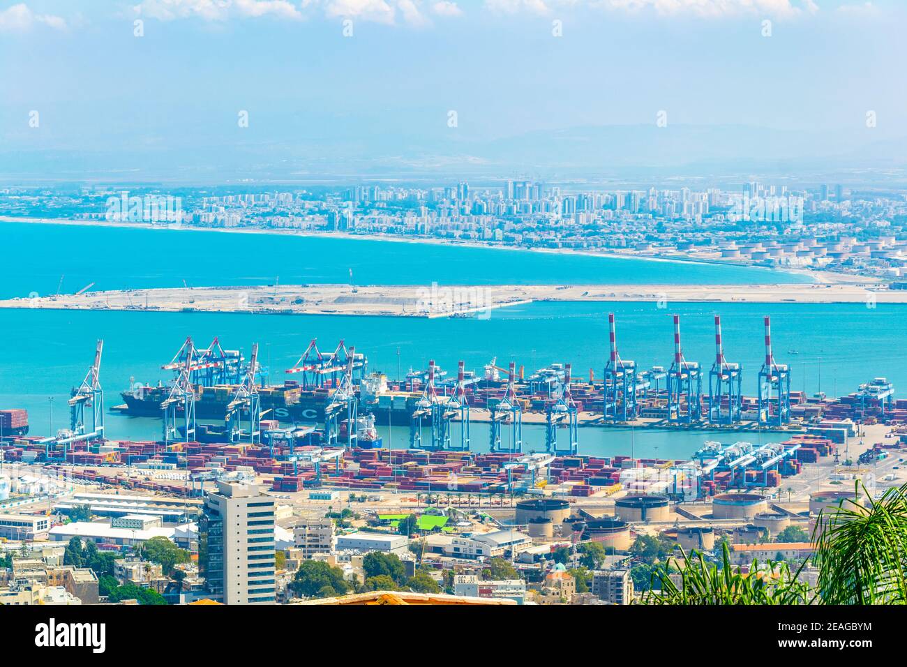Aerial view of port of Haifa, Israel Stock Photo - Alamy