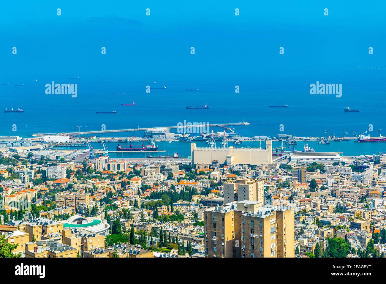 Aerial view of port of Haifa, Israel Stock Photo - Alamy