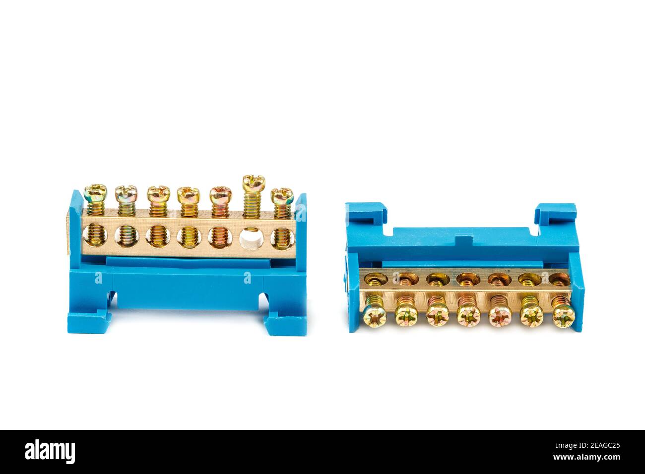 Electrical terminal blocks isolated on white background Stock Photo - Alamy