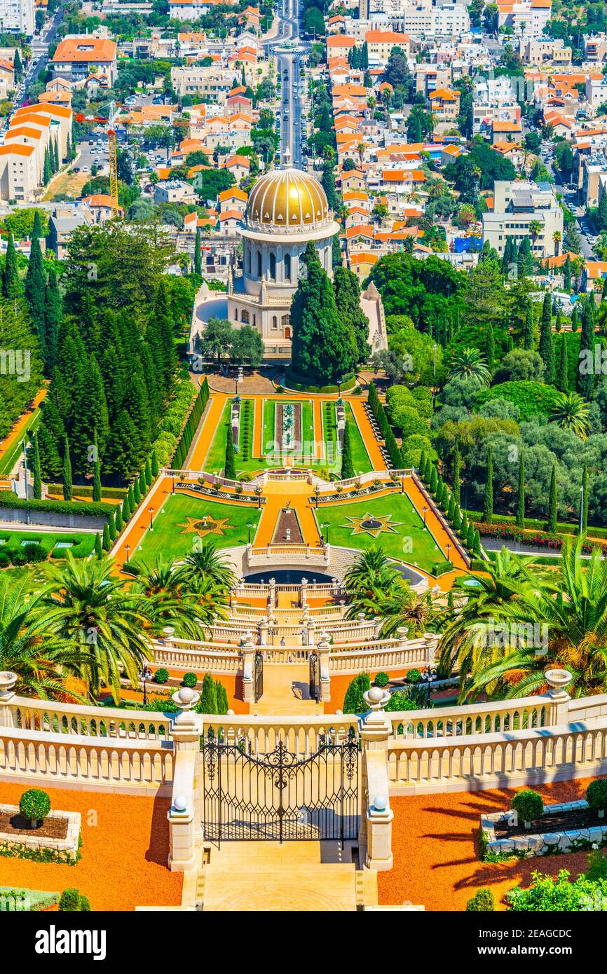 Aerial view of Bahai gardens in Haifa, Israel Stock Photo - Alamy