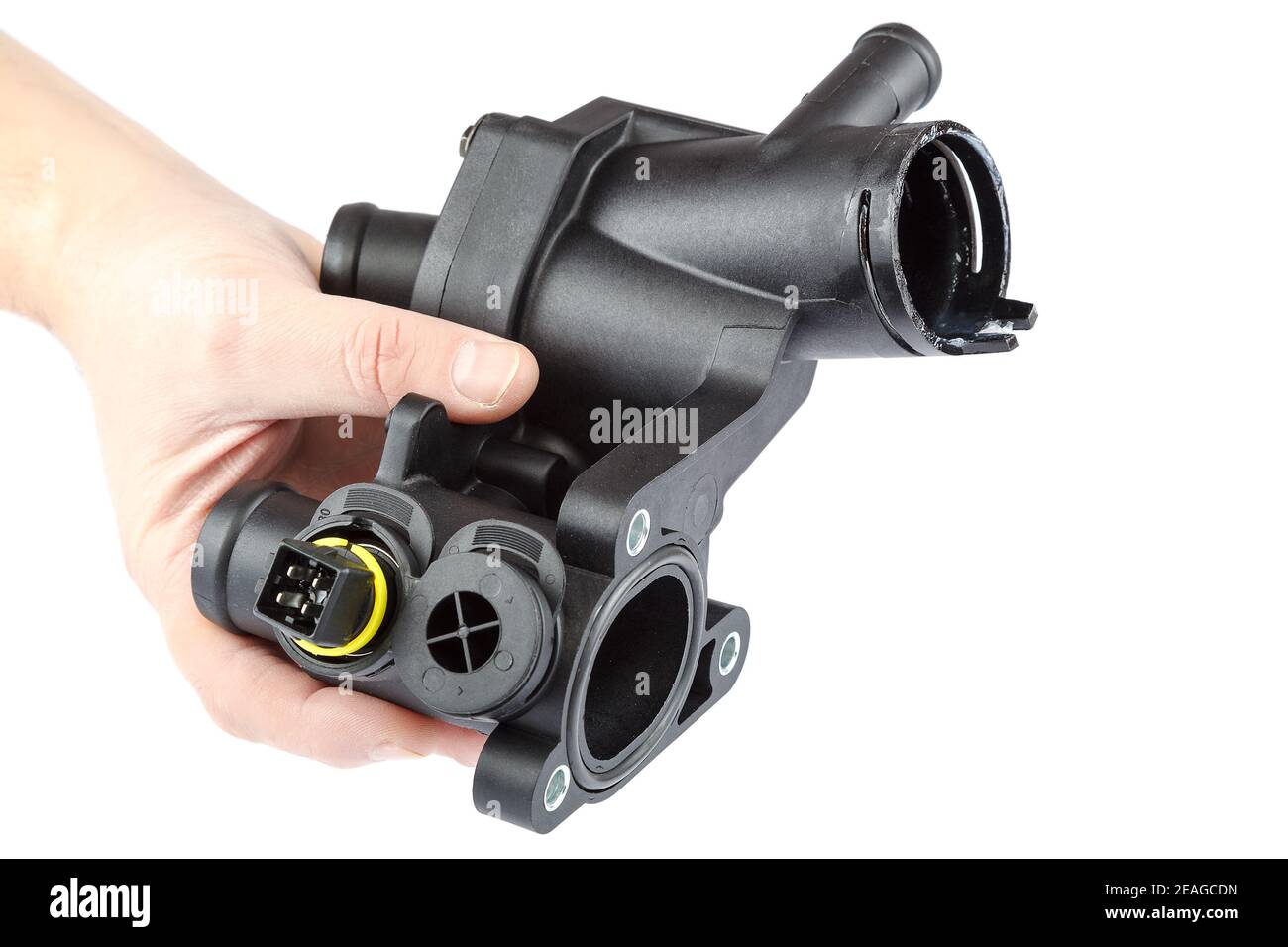 The body of the thermostat and the engine temperature sensor of the car ...