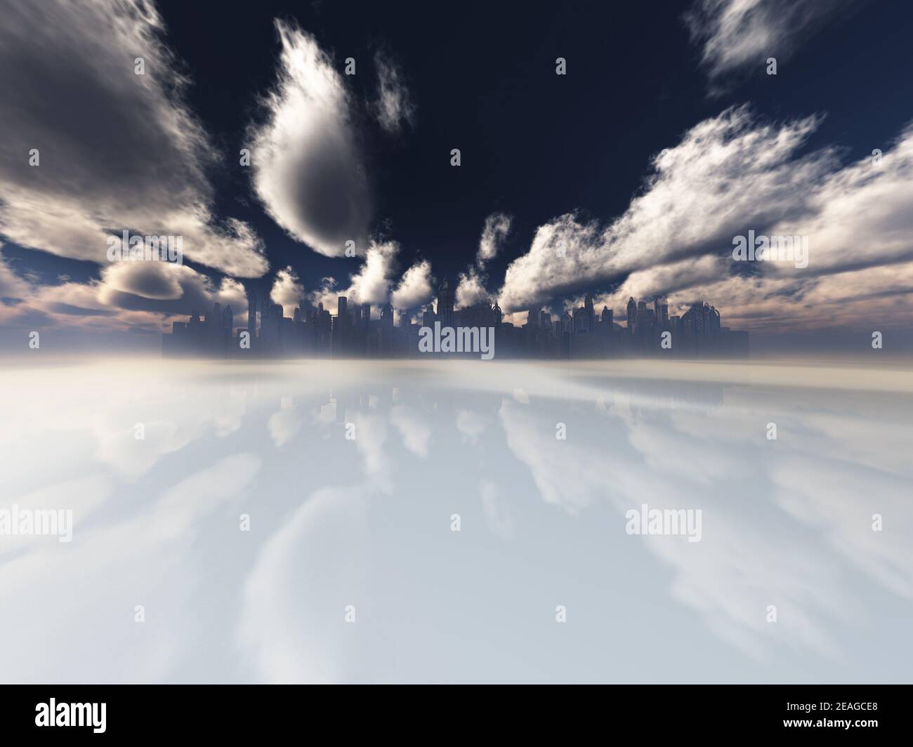 Distant fantasy city. 3D rendering Stock Photo - Alamy