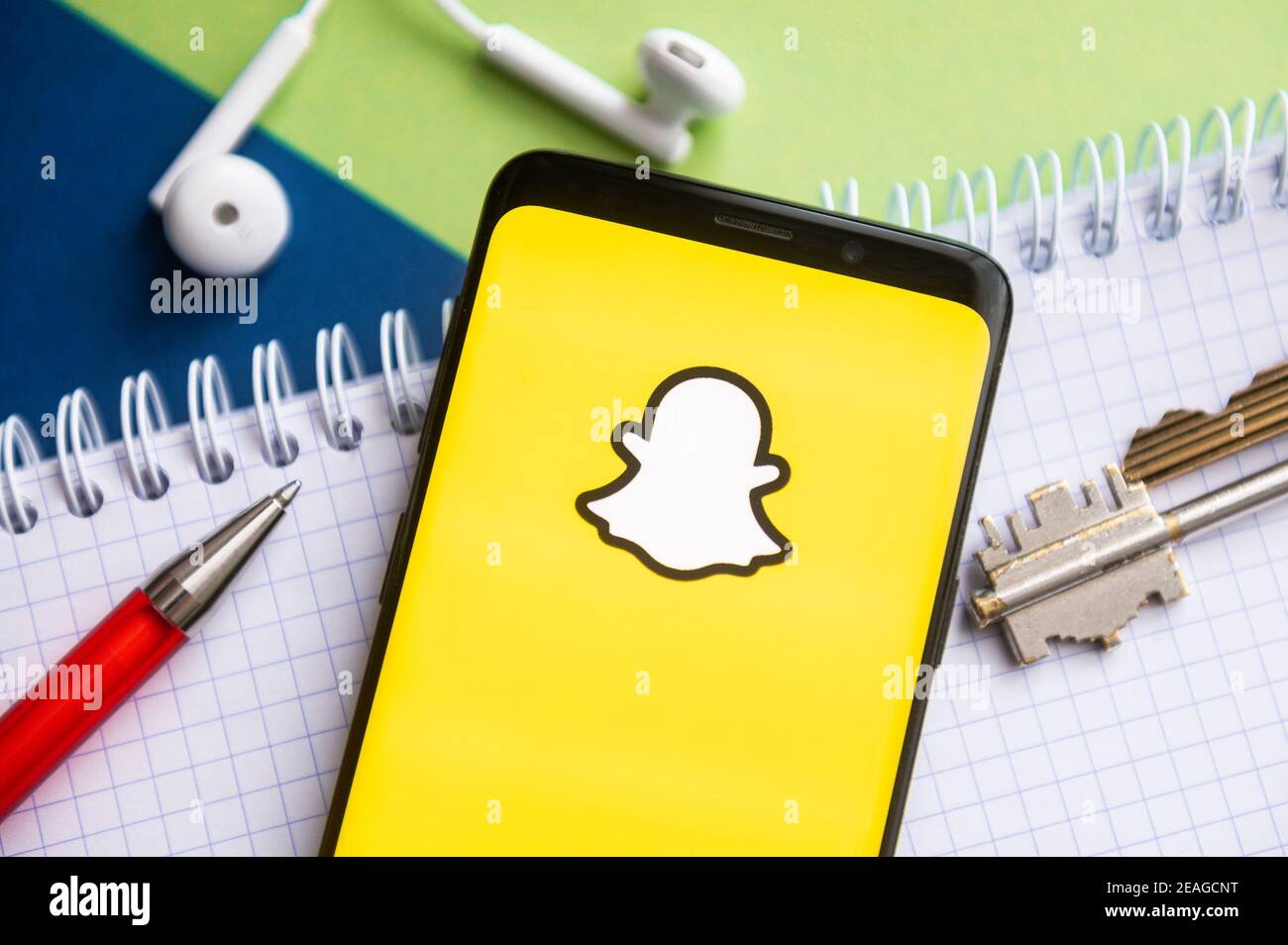 Poland. 9th Feb, 2021. In this photo illustration, a Snapchat logo seen ...