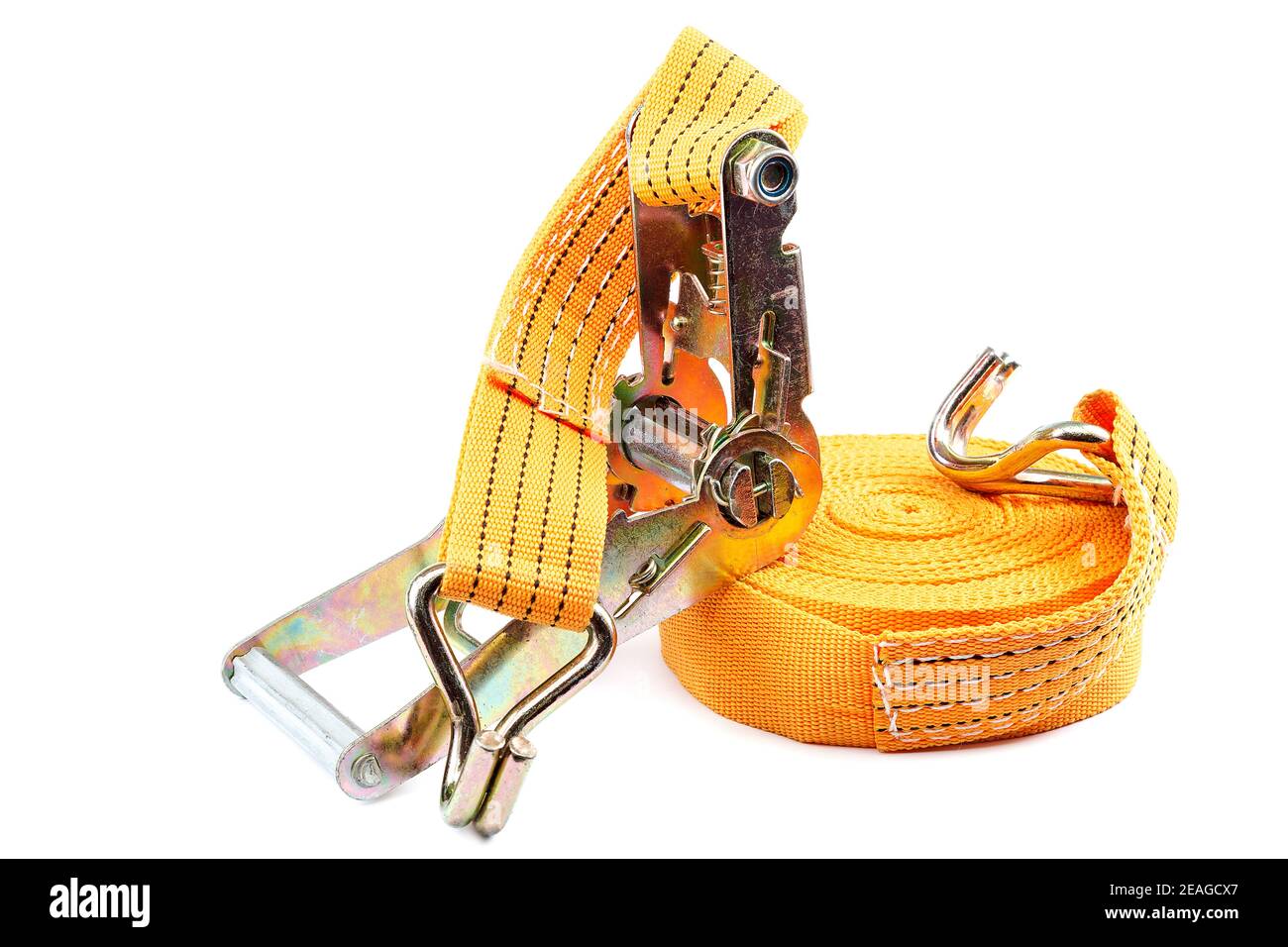 The mechanism for securing cargo ties is isolated on a white background ...