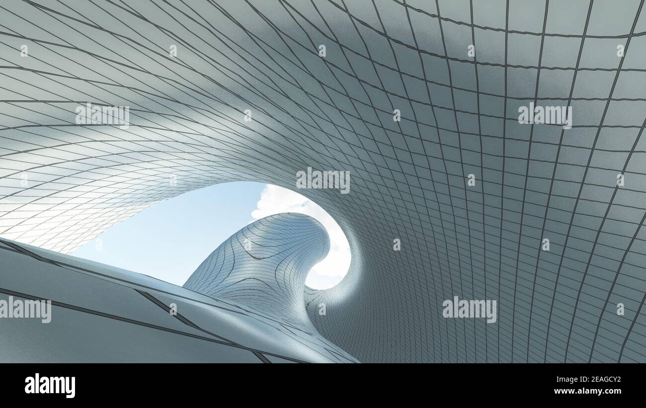 Contemporary Architecture. Steel and glass tower. 3D rendering Stock ...