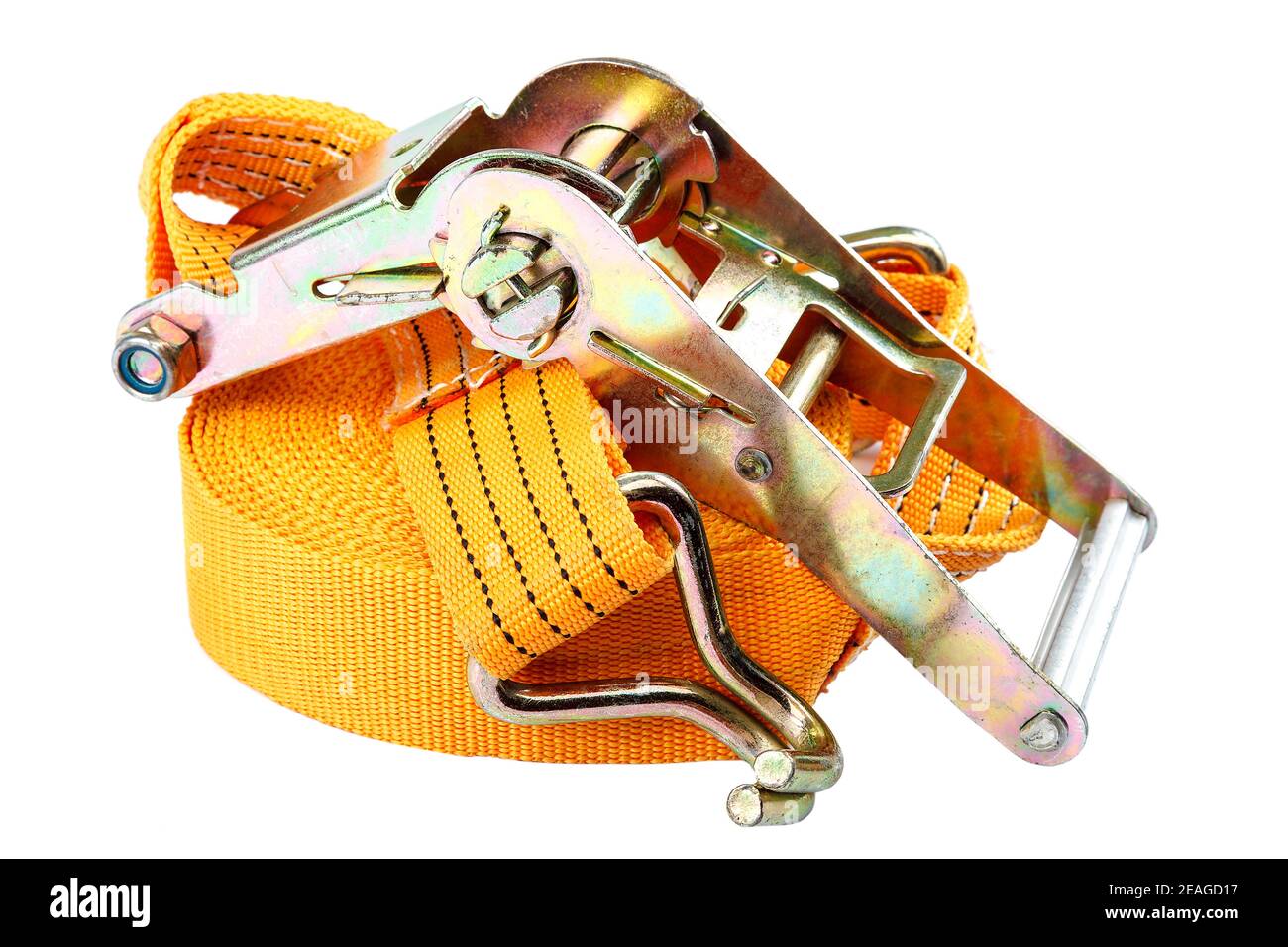 The mechanism for securing cargo ties is isolated on a white background ...