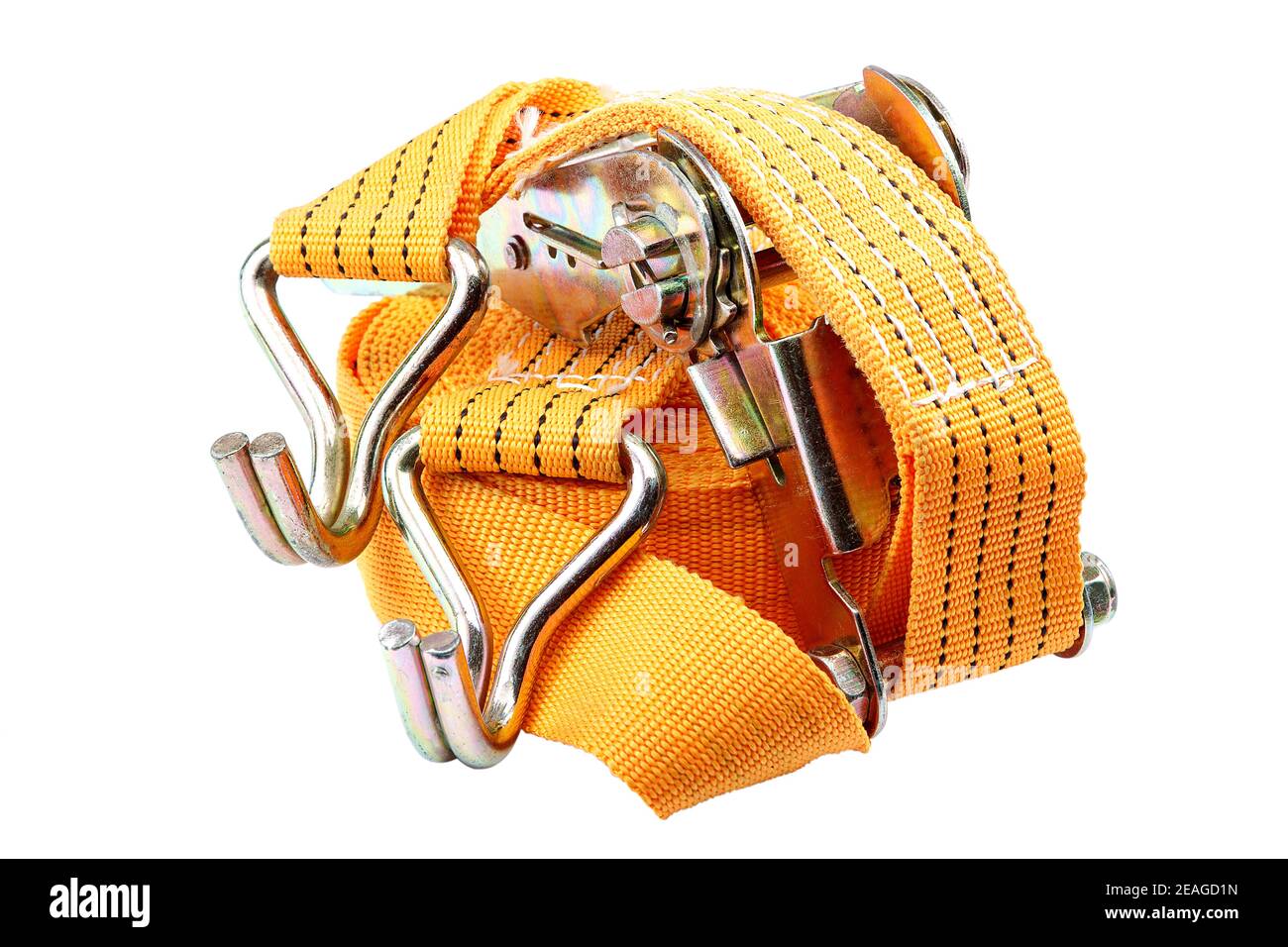 The mechanism for securing cargo ties is isolated on a white background ...