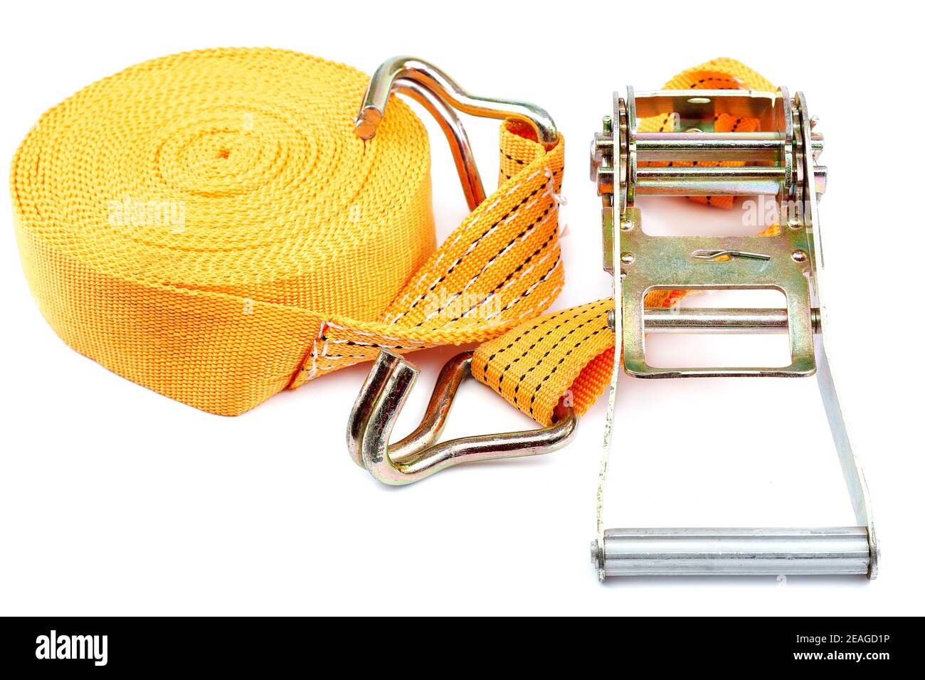 The mechanism for securing cargo ties is isolated on a white background ...