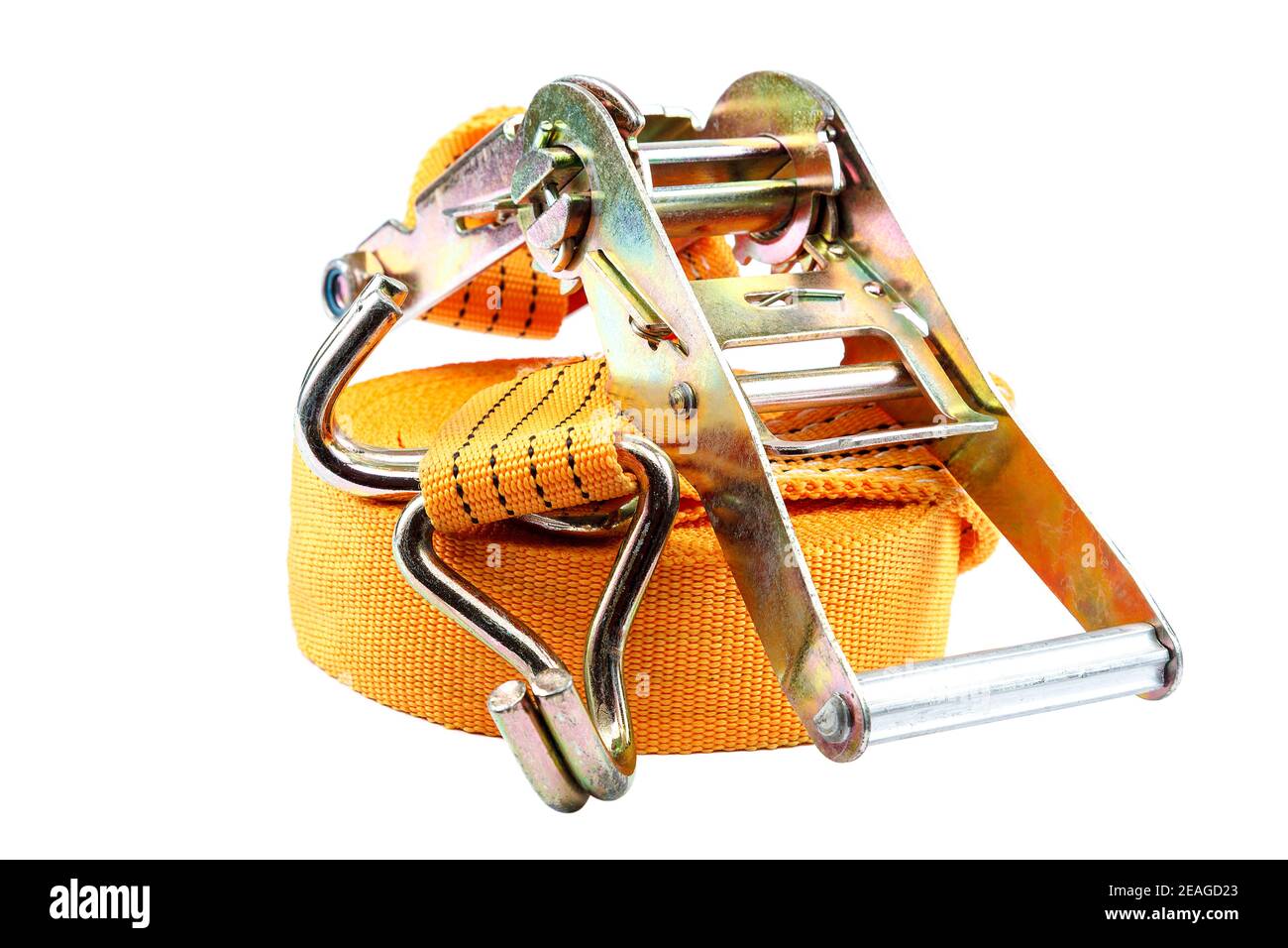 The mechanism for securing cargo ties is isolated on a white background ...