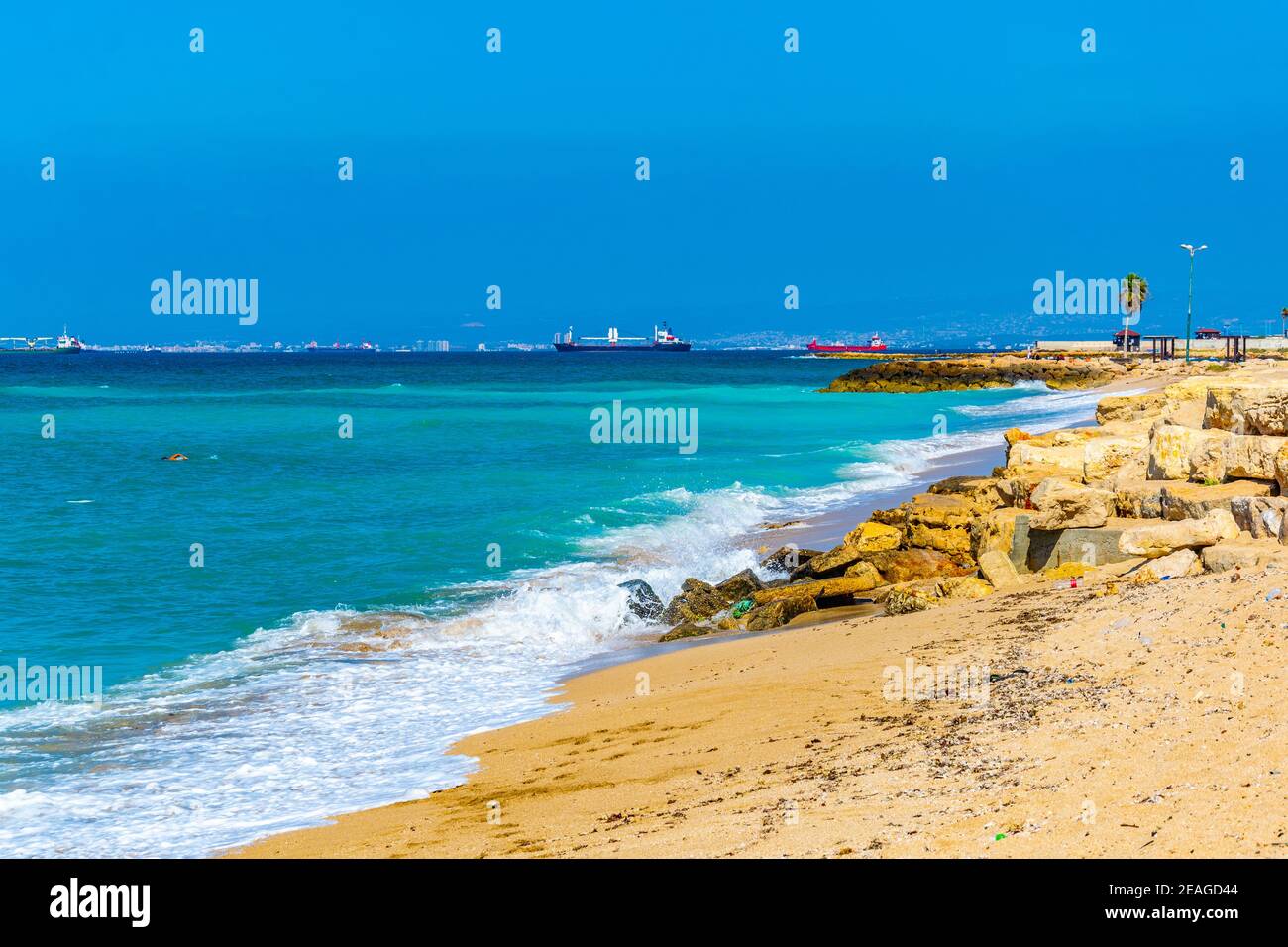 a small beach in Haifa, Israel Stock Photo - Alamy