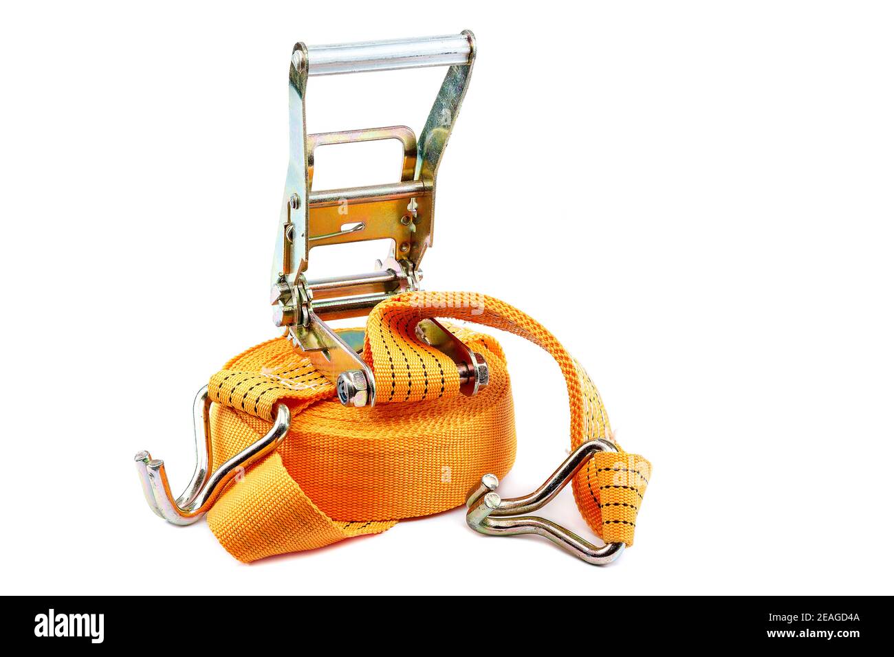 The mechanism for securing cargo ties is isolated on a white background ...