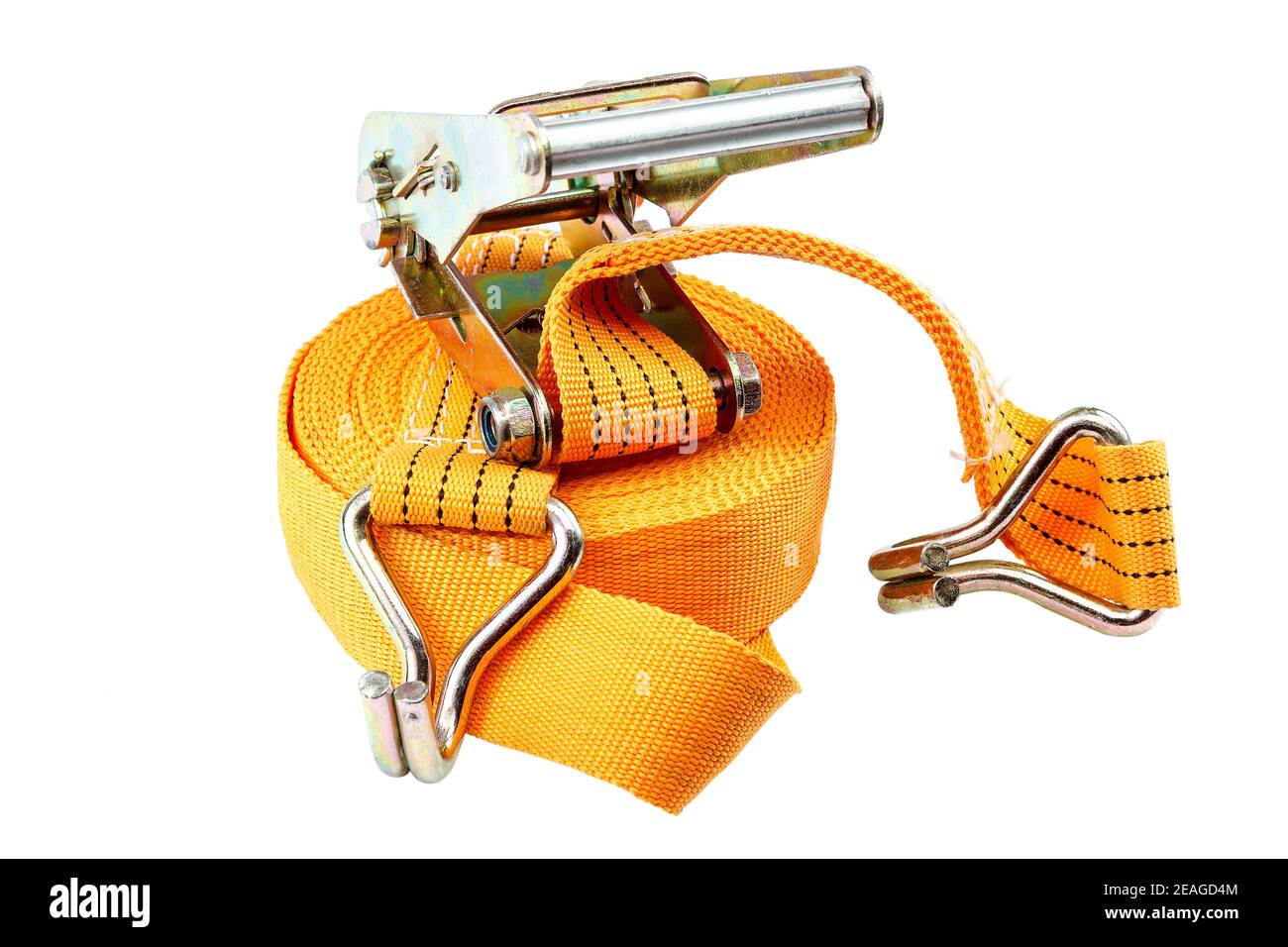 The mechanism for securing cargo ties is isolated on a white background ...