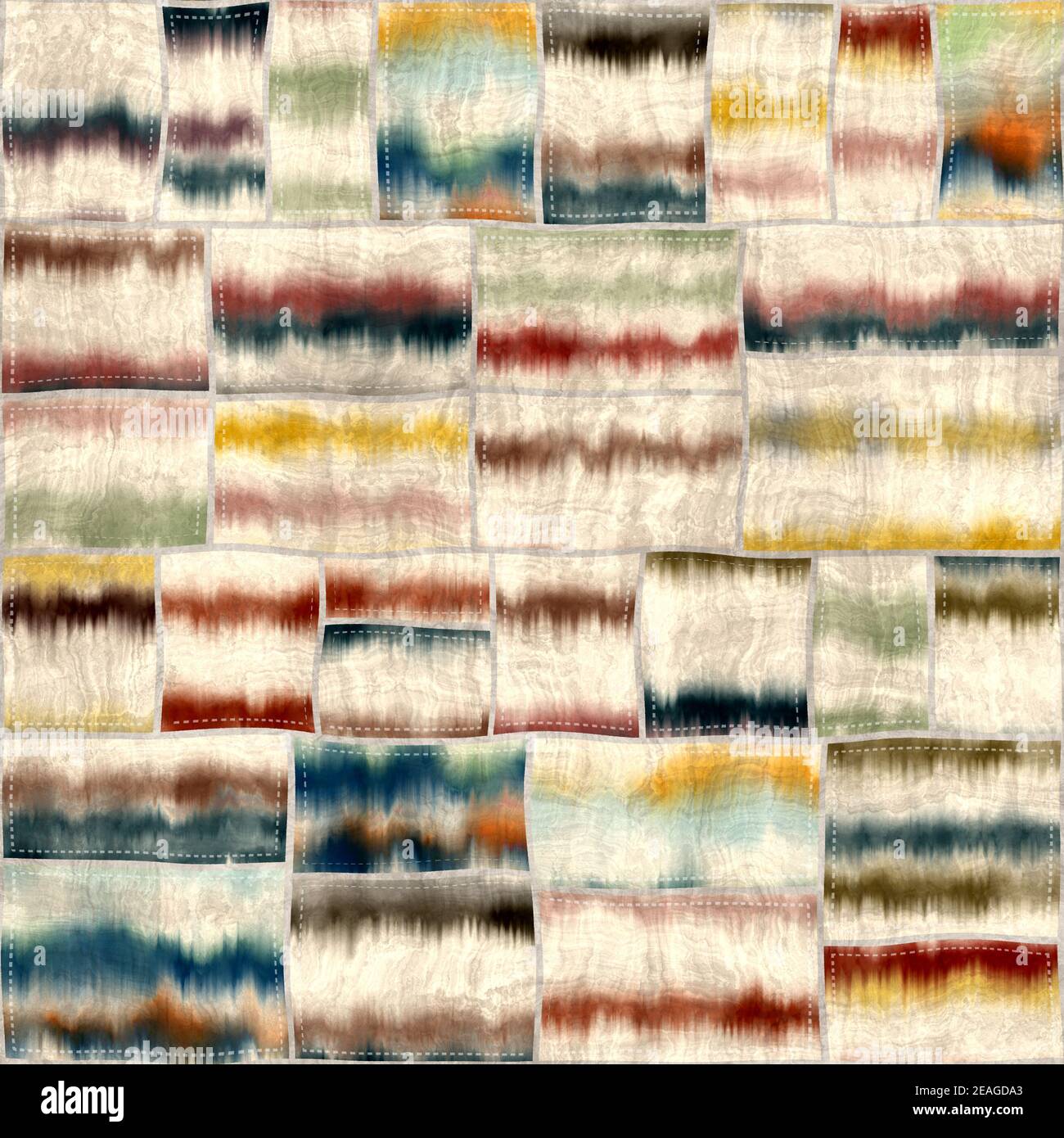 Seamless patchwork collage mix quilt pattern print Stock Photo - Alamy