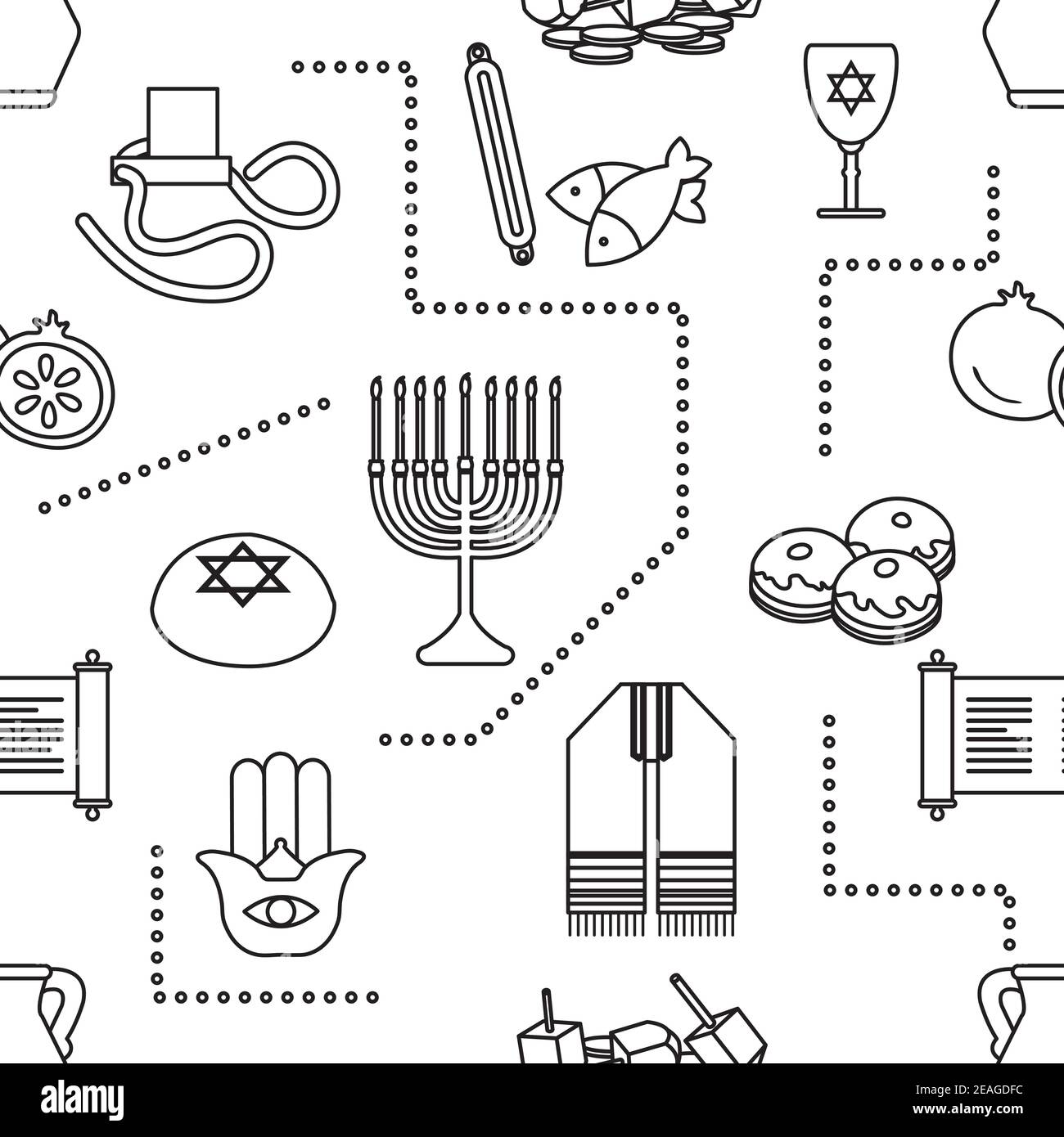 Vector Seamless pattern Illustration Jewish holiday Traditional symbols ...