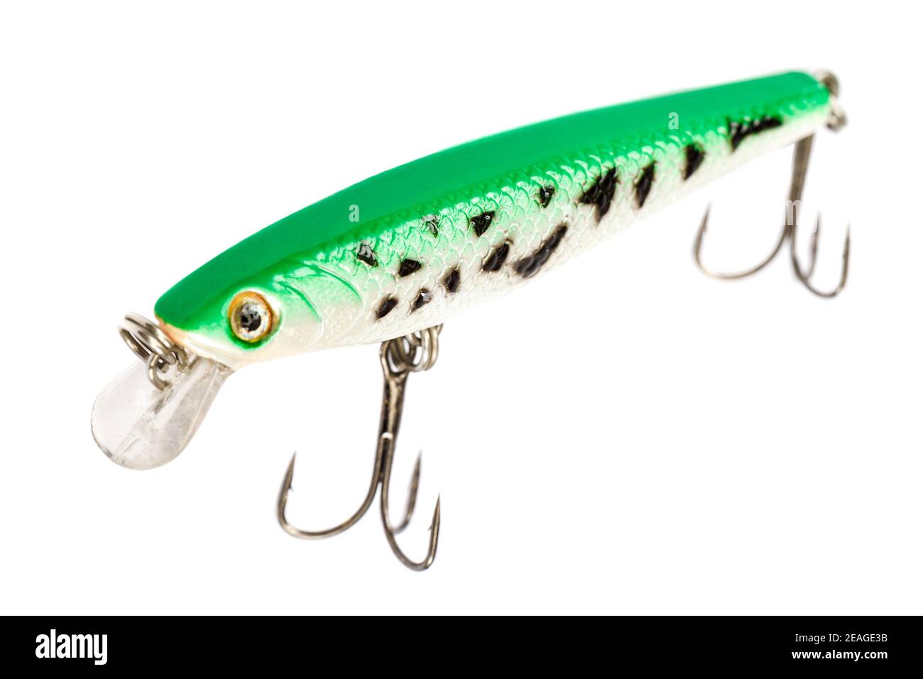 Fishing lure with hooks isolated on white background Stock Photo - Alamy