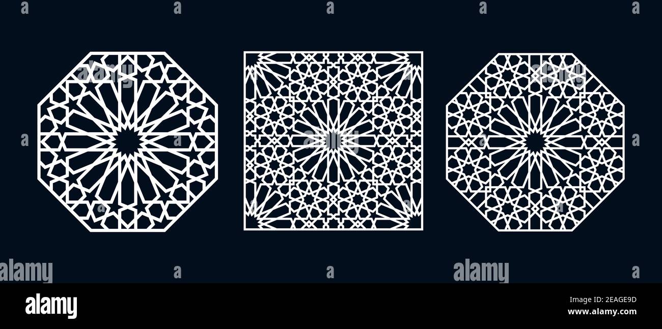 Set of templates of Islamic pattern for laser cutting or paper cut ...