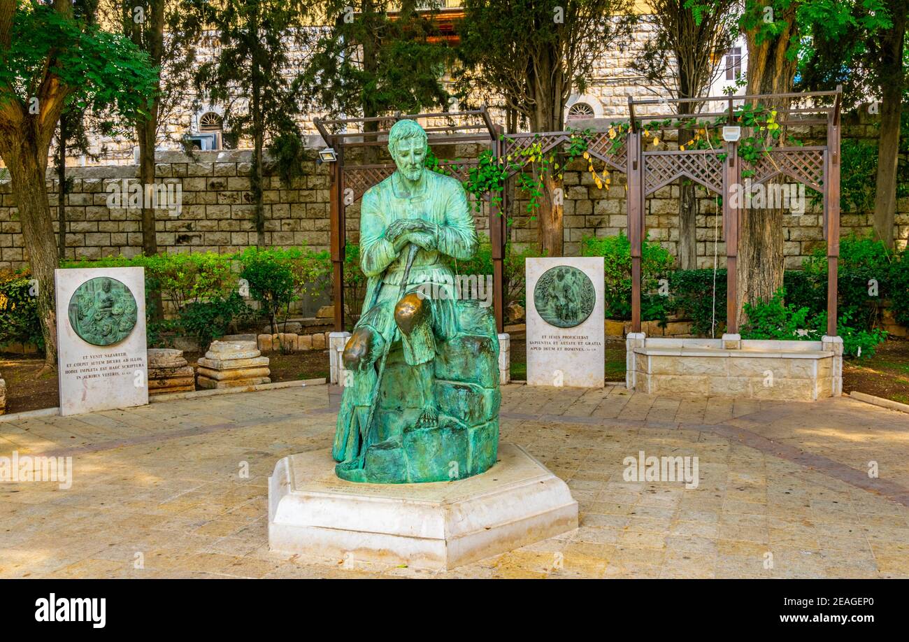 Statue of saint Joseph in Nazareth, Israel Stock Photo - Alamy