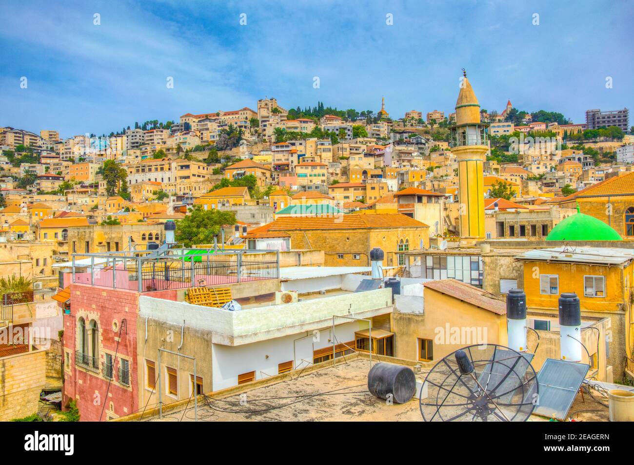Cityscape of Nazareth with white mosque, Israel Stock Photo - Alamy