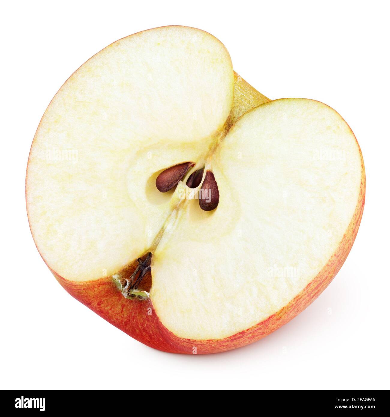 Ripe red apple half fruit with seeds isolated on white background. Half ...