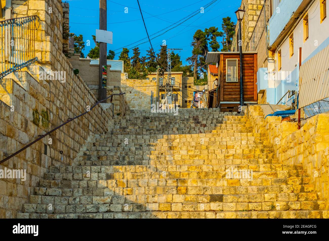 View of steep staircase in Tsfat/Safed, Israel Stock Photo - Alamy