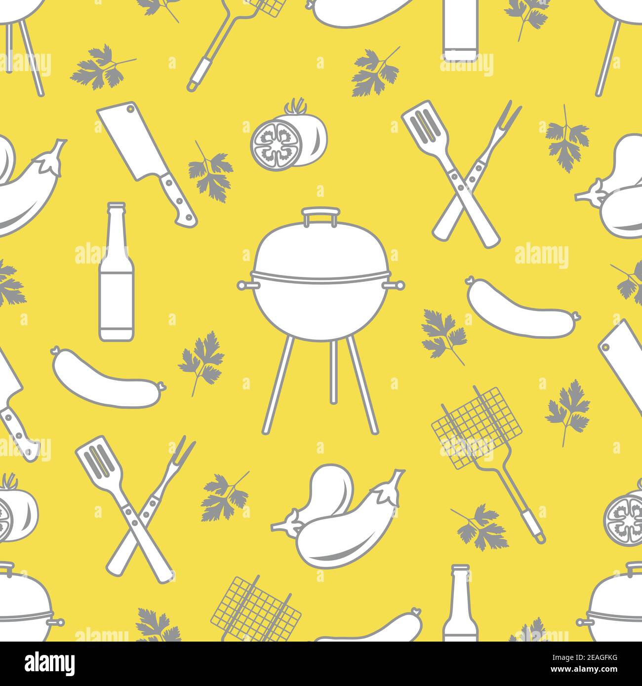 Seamless pattern with grill and barbecue tools. BBQ party background ...