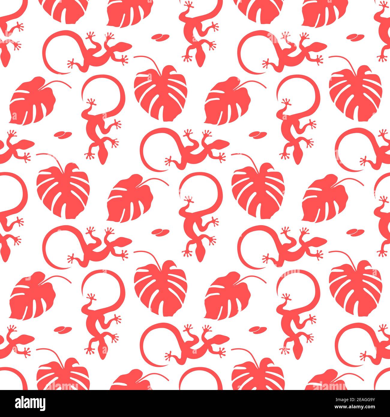 Vector Tropical seamless pattern Illustration Monstera leaves, lizard ...
