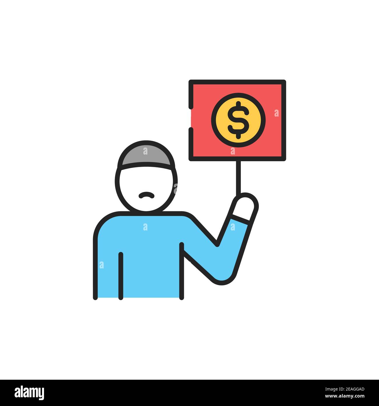 Needy person line color icon. Sign for web page, mobile app, button ...