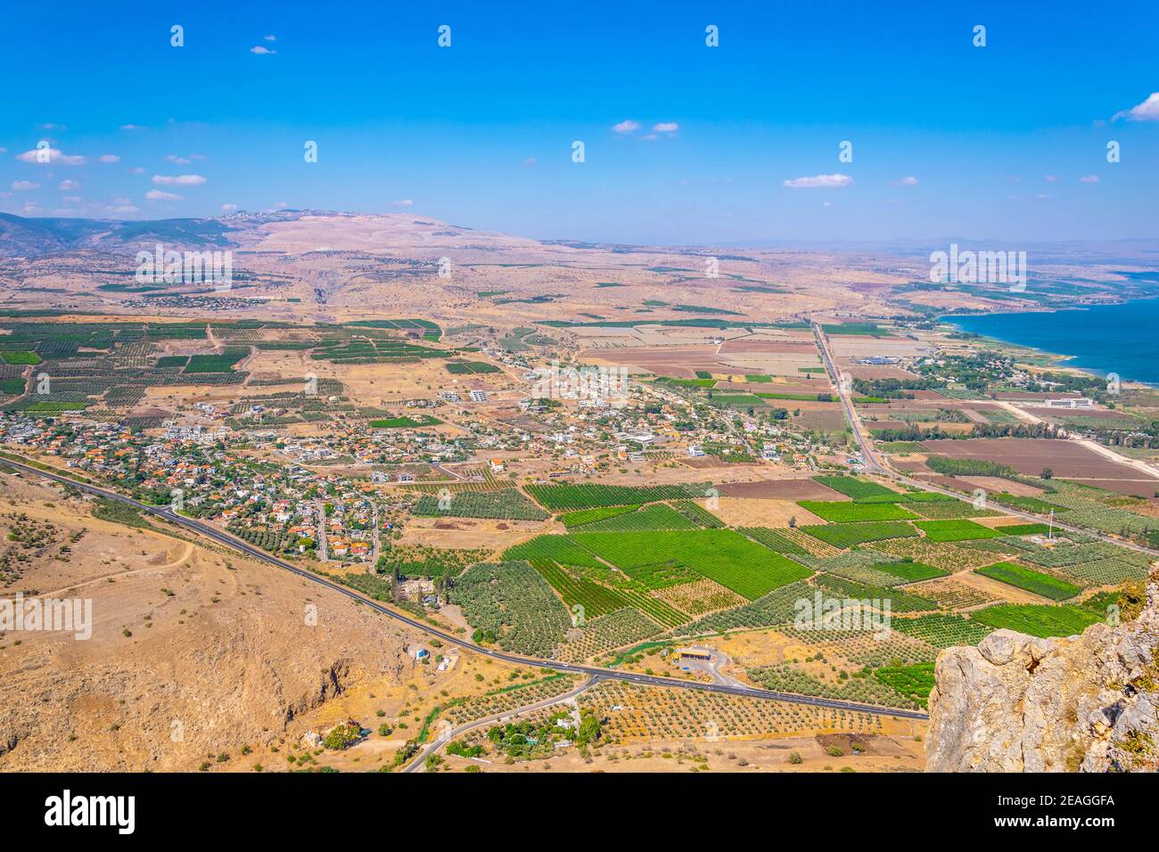 Aerial view of Migdal village from Mount Arbel in Israel Stock Photo ...